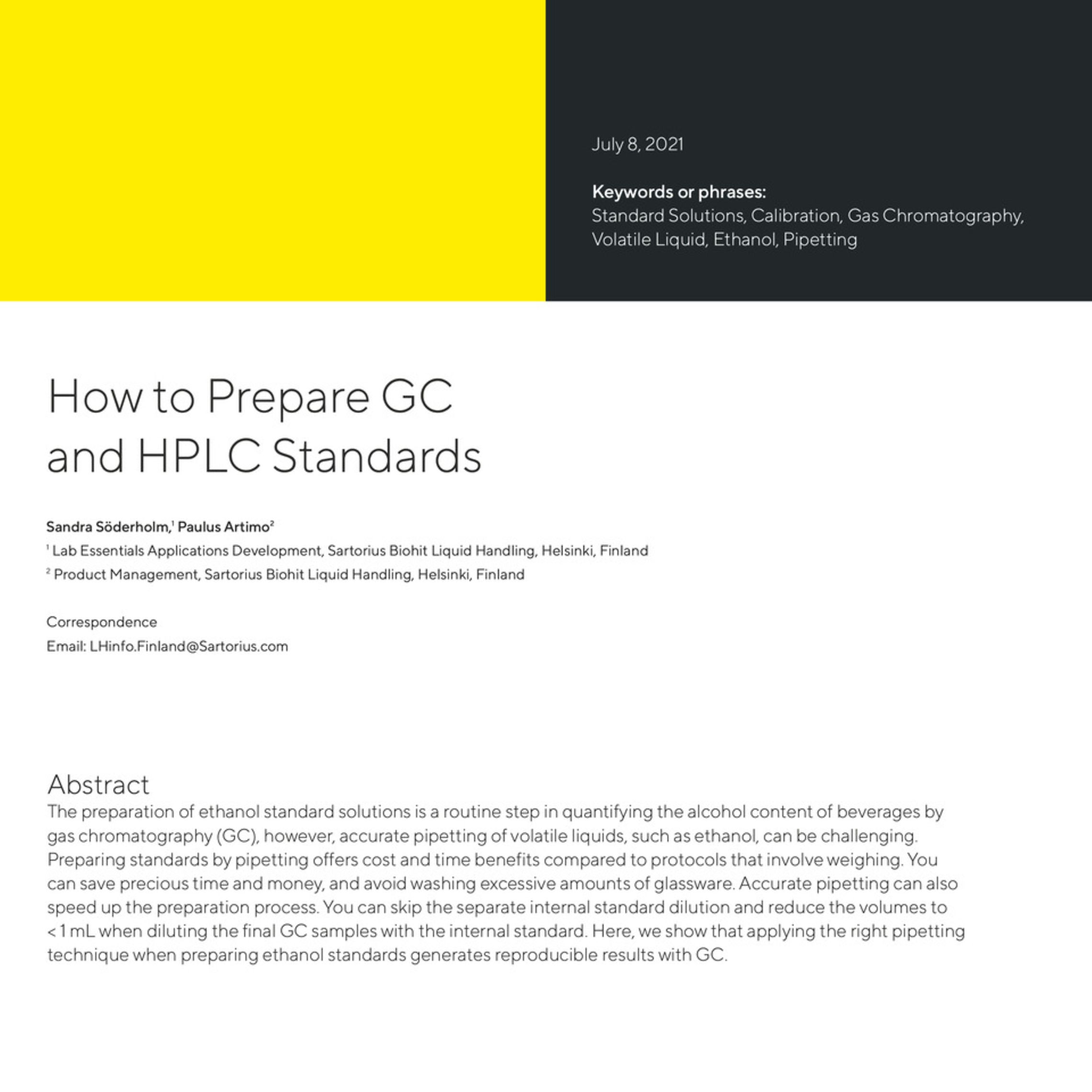 How to Prepare GC and HPLC Standards | Sartorius
