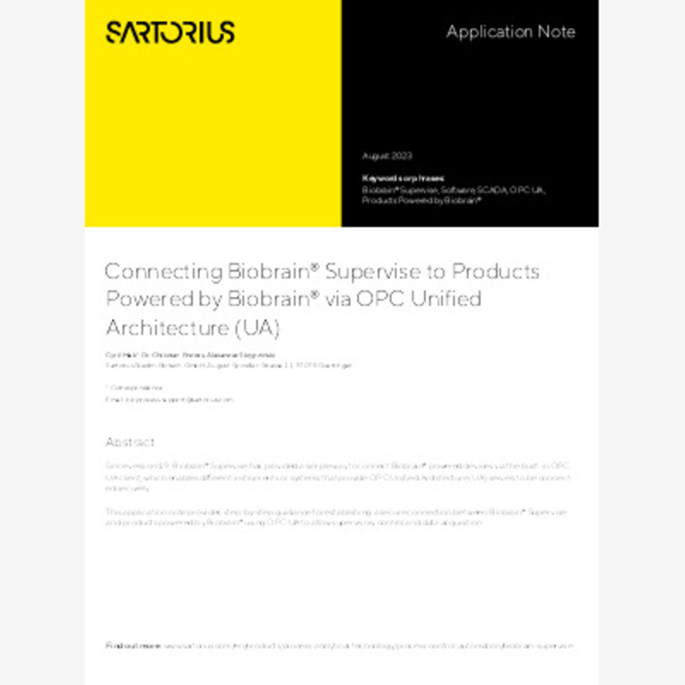 OPC Unified Architecture（UA）を介して、BioPAT® MFCS 4をBiostat STR® Generation ...