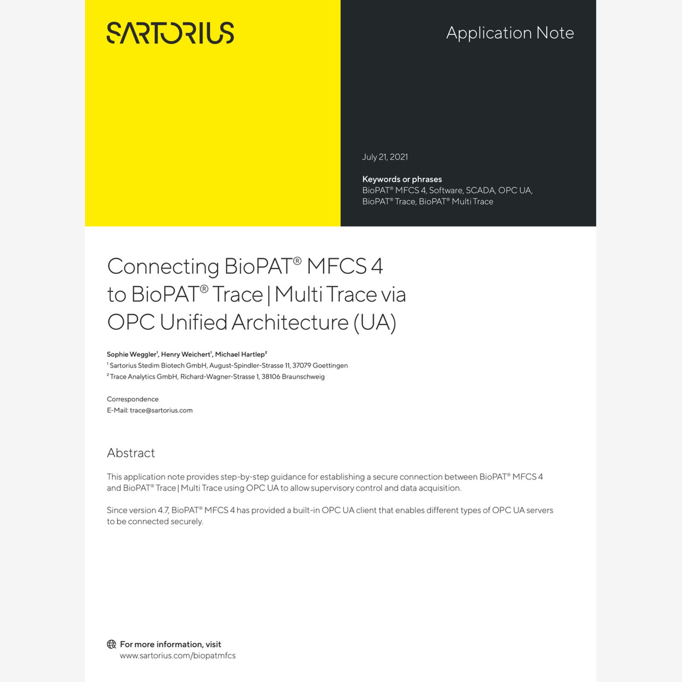 Connecting BioPAT® MFCS 4 to BioPAT® Trace|Multi Trace via OPC Unified ...