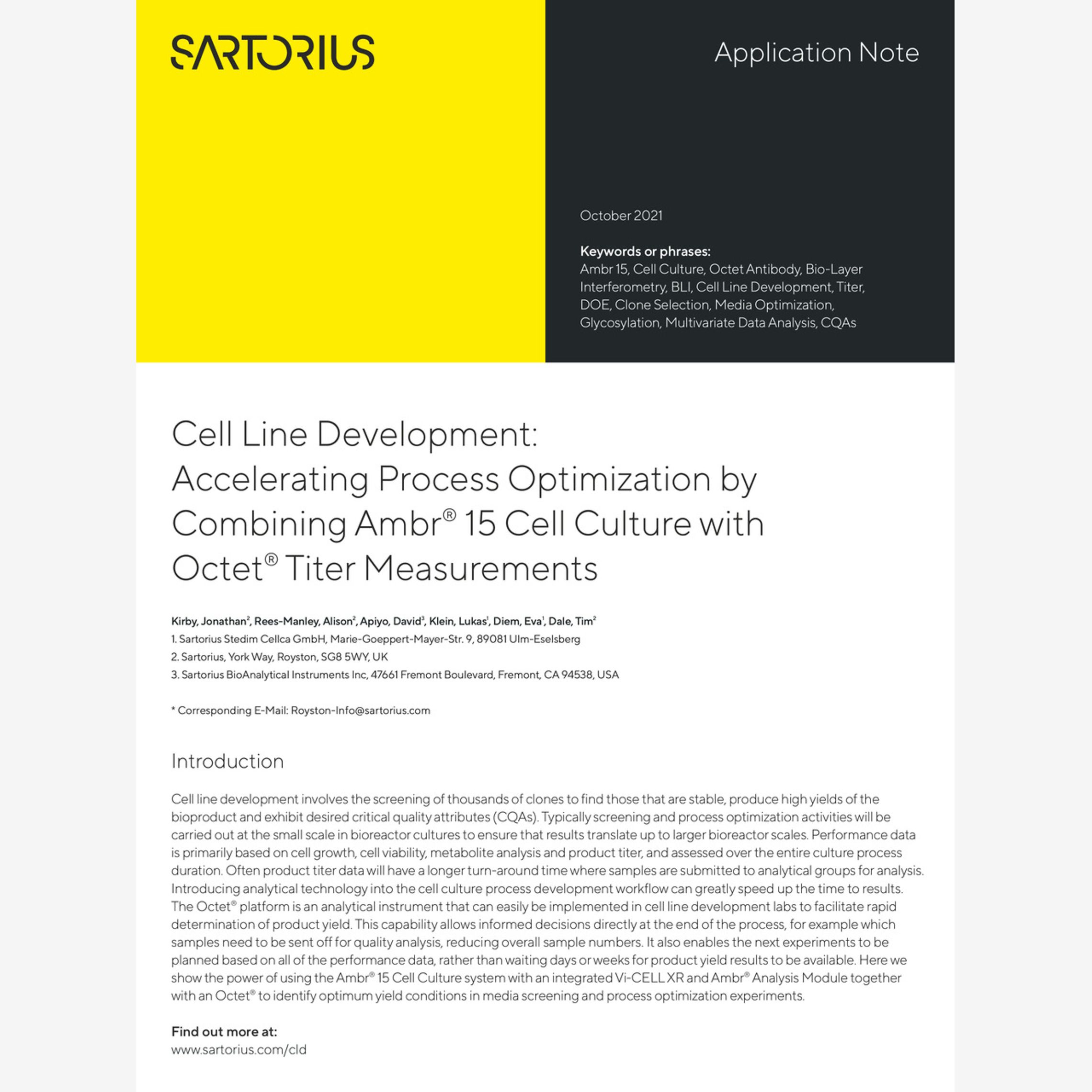 Cell Line Development: Accelerating Process Optimization by Combining ...