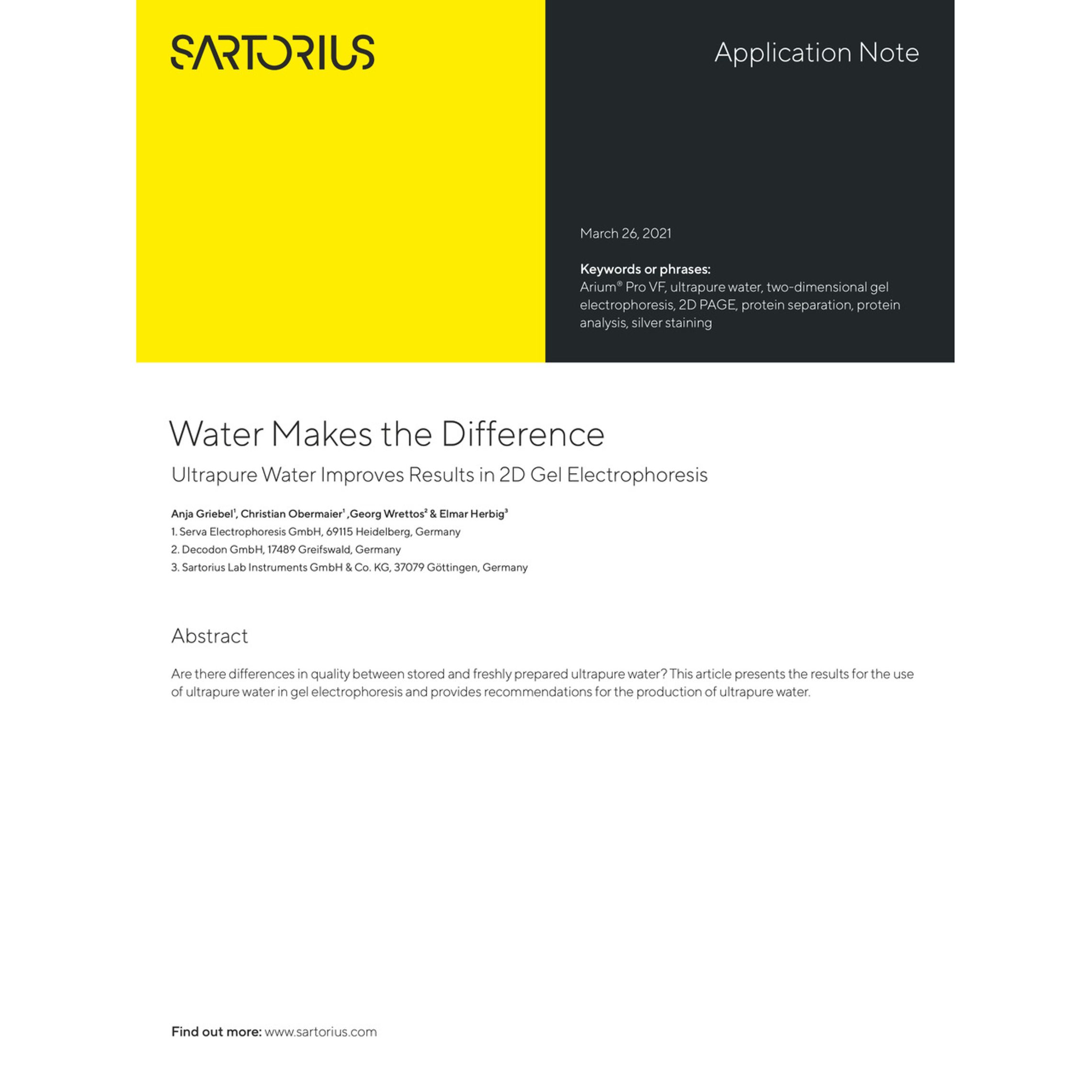 Water Makes the Difference Application Note | Sartorius