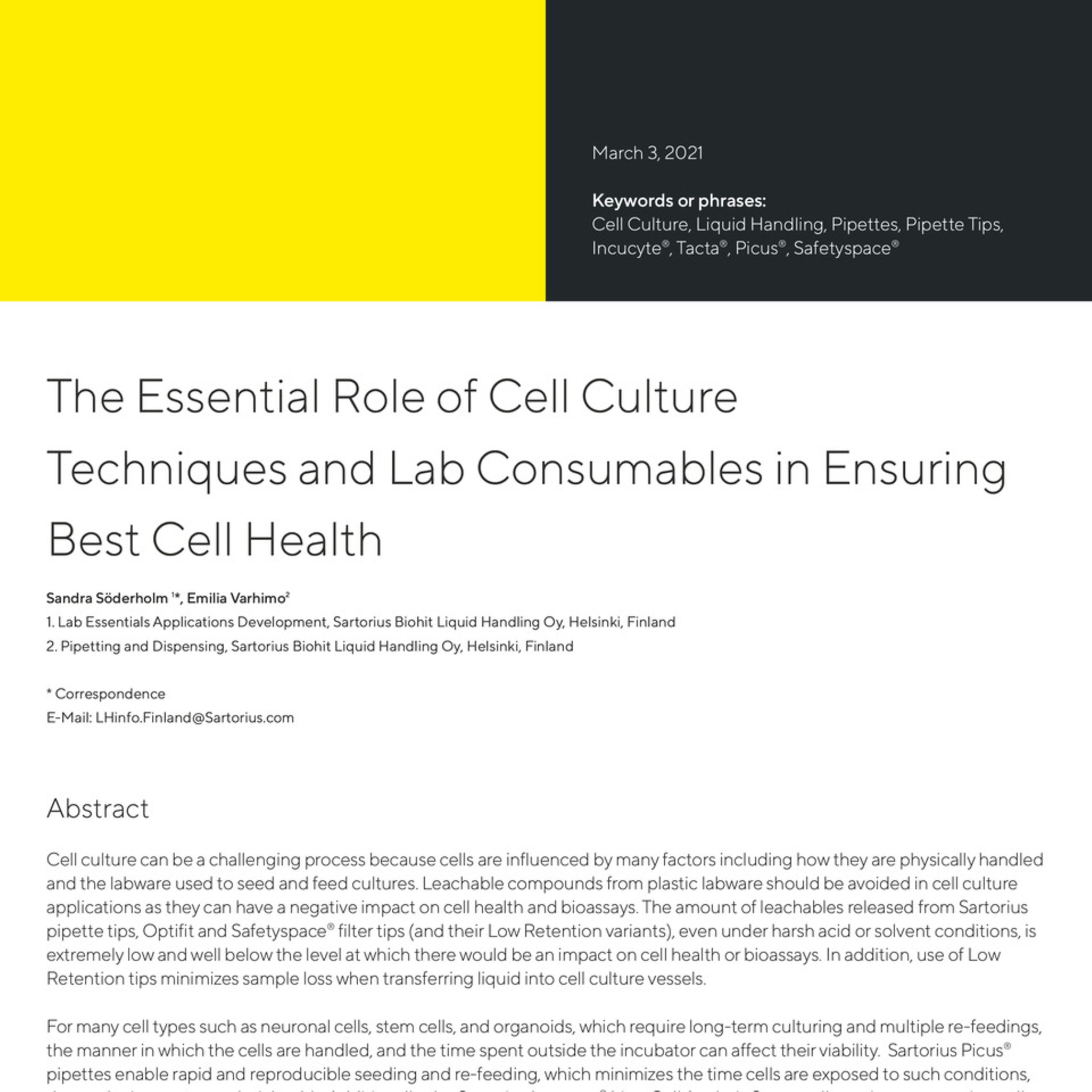 The Essential Role of Cell Culture Techniques and Lab Consumables in ...