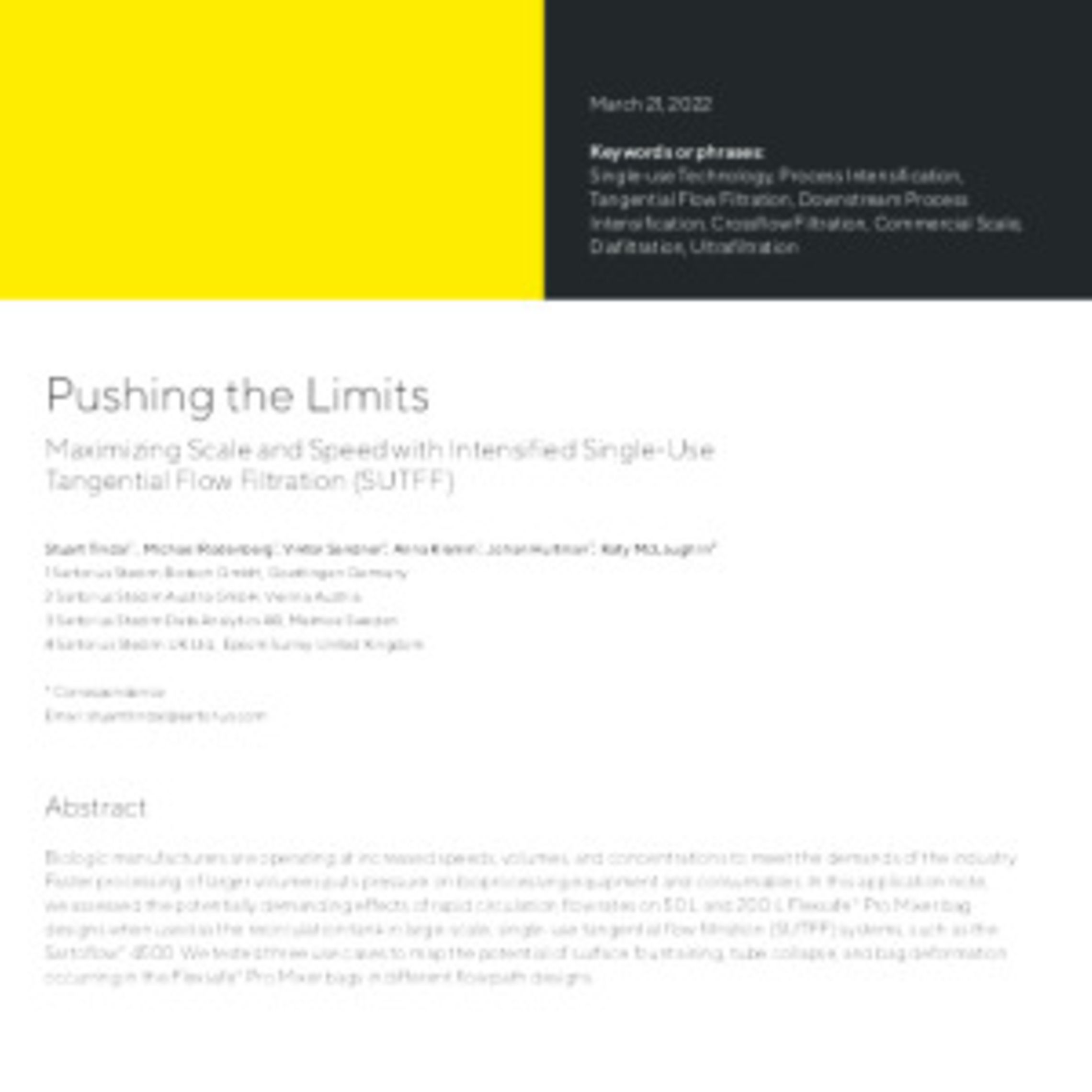 Maximizing Scale and Speed with Intensified Single-Use Tangential Flow ...