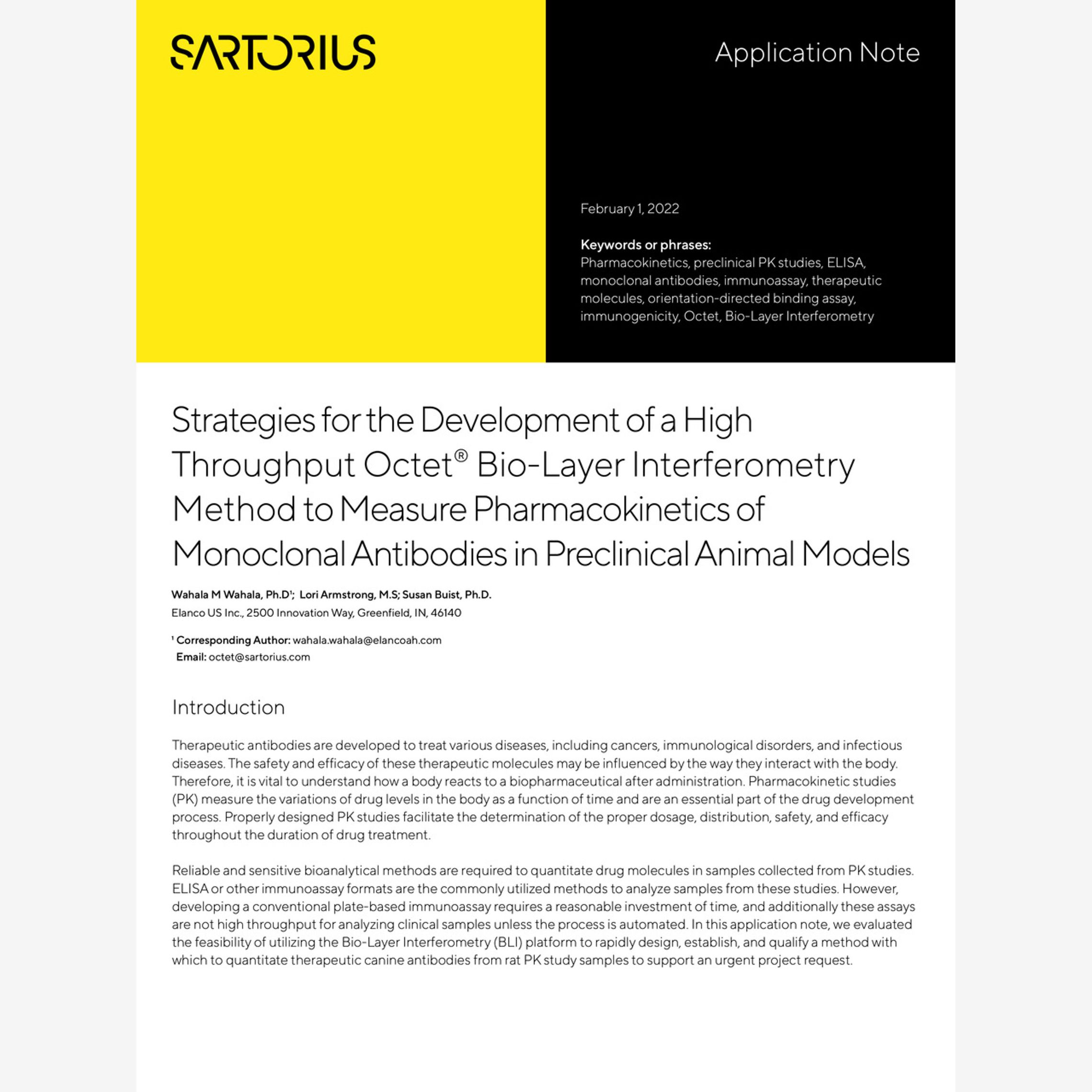 Strategies for the Development of a High Throughput Octet® Bio-Layer Interferometry Method