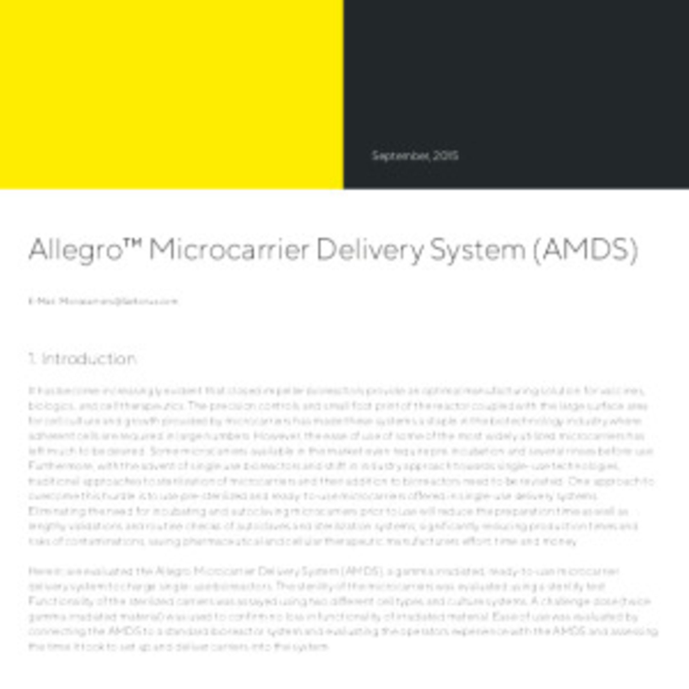 Enhancing Manufacturing With Allegro Microcarrier Delivery System