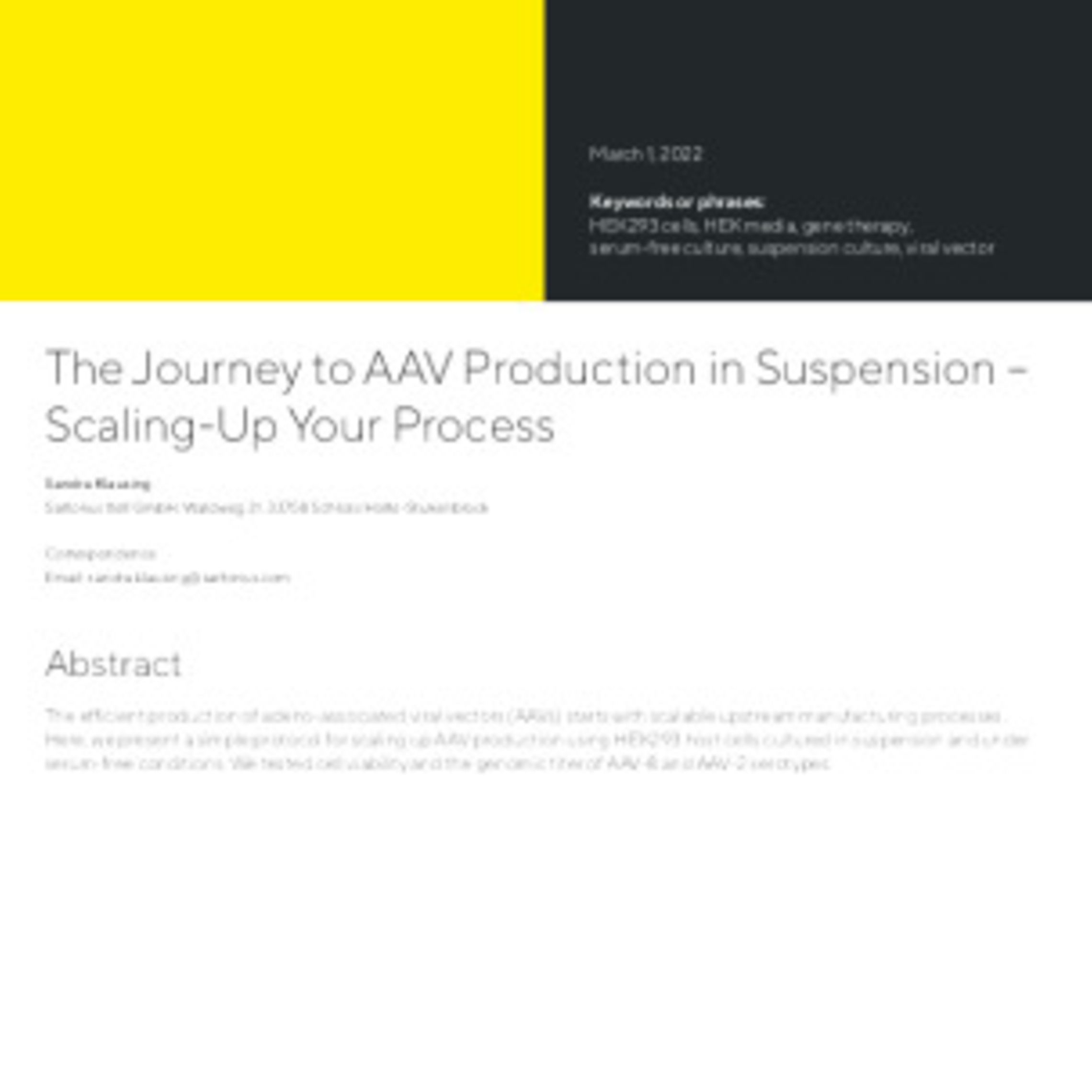 The Tested Protocol to Scale Up AAV Production With HEK293 Host Cells