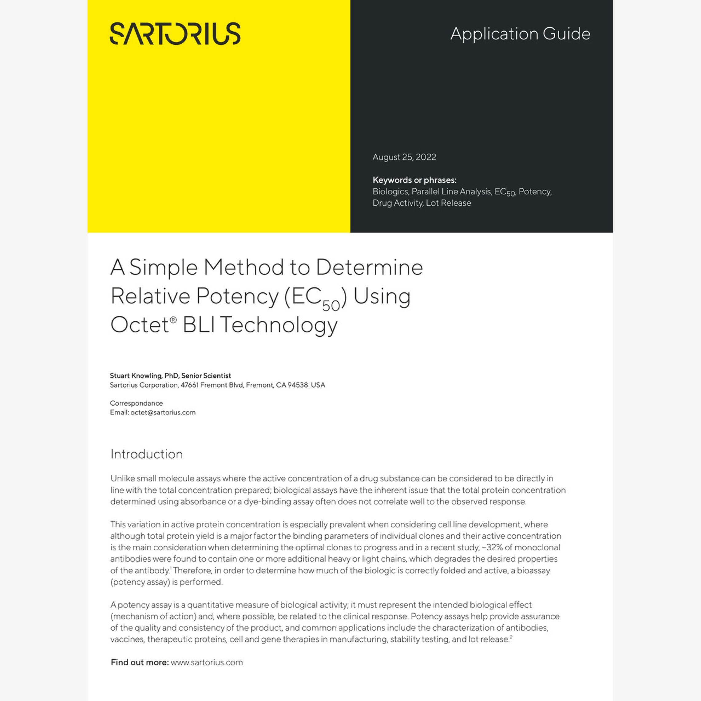 A Simple Method to Determine Relative Potency | Sartorius