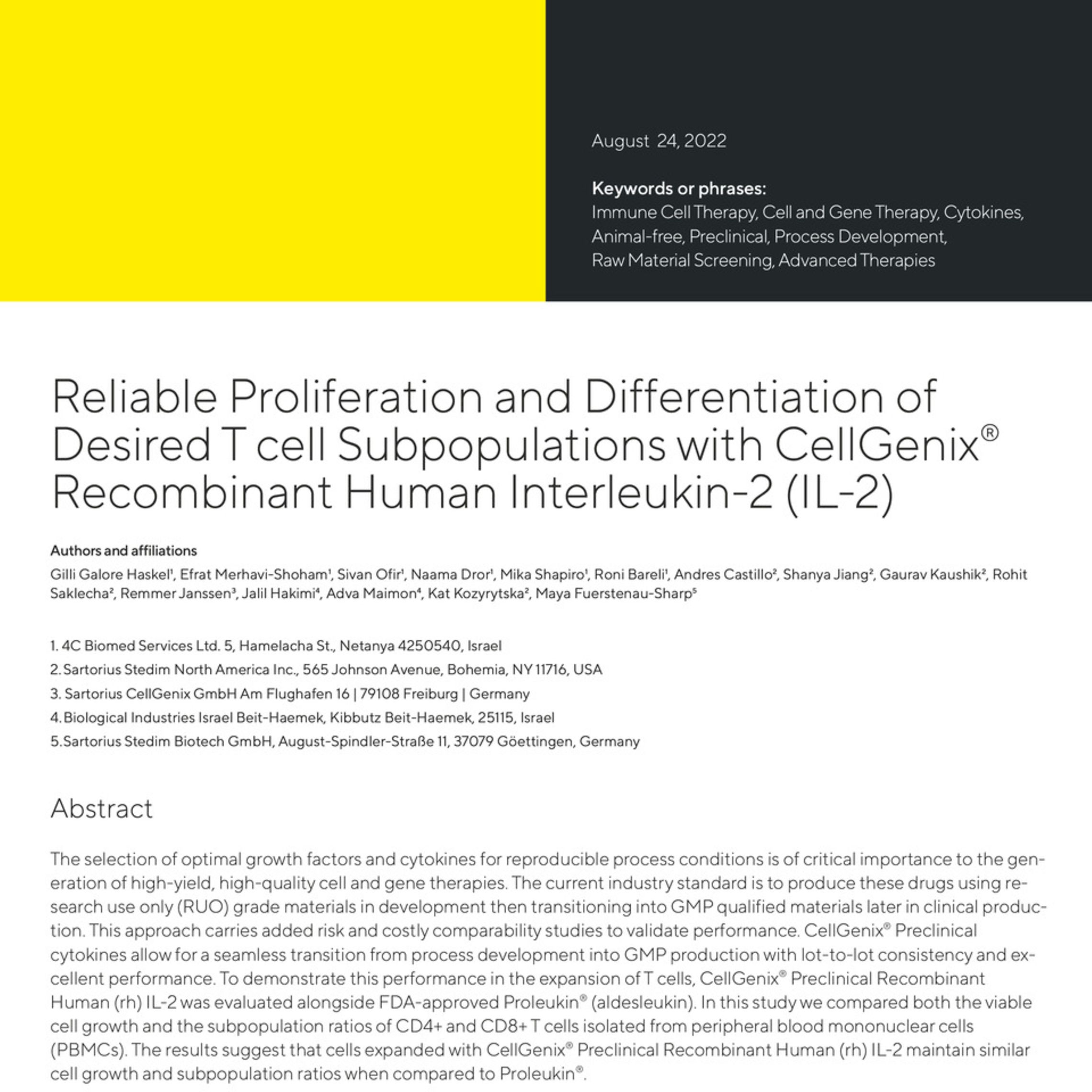 Reliable T Cell Expansion with CellGenix®️ Recombinant Human ...