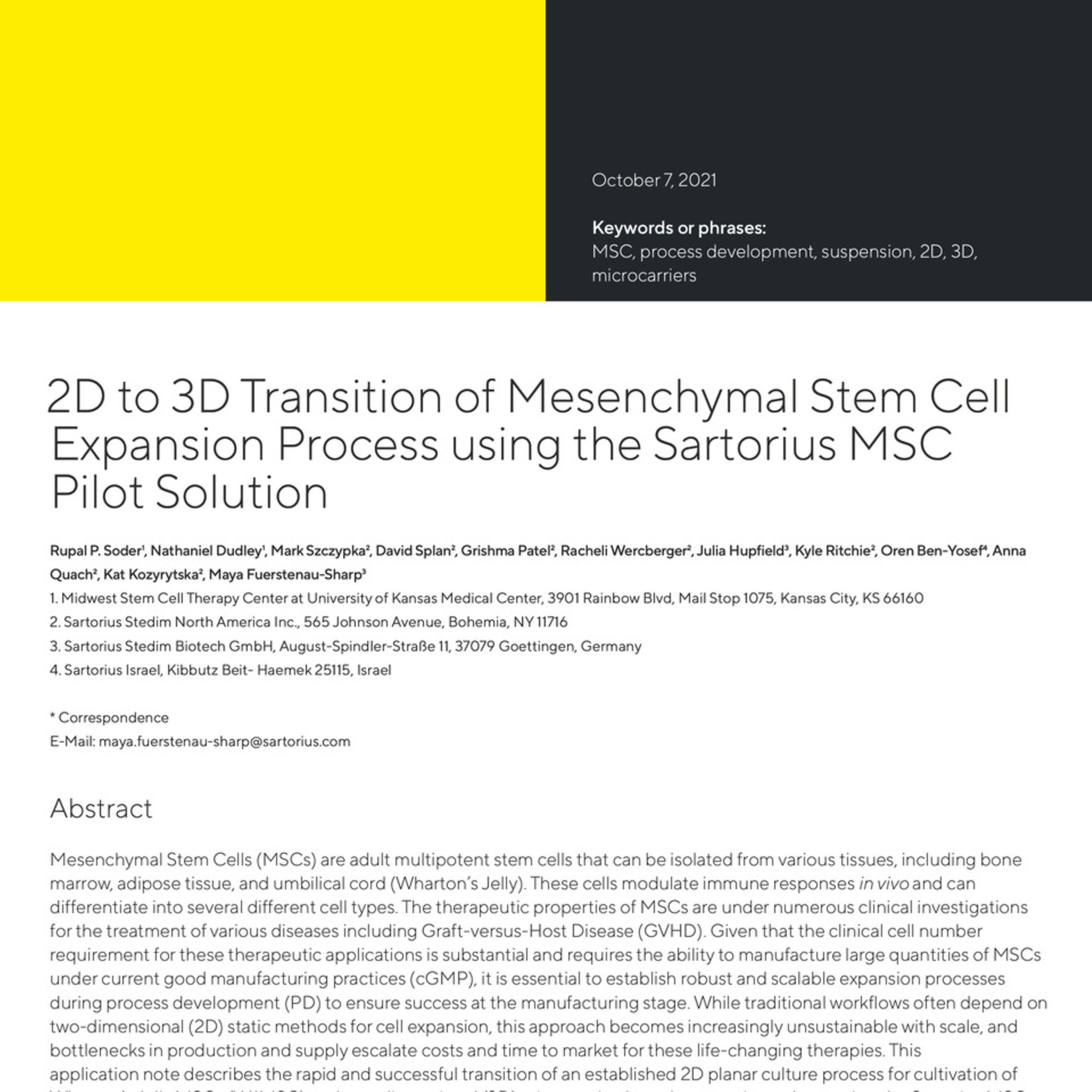 2D to 3D Transition of Mesenchymal Stem Cell Expansion Process