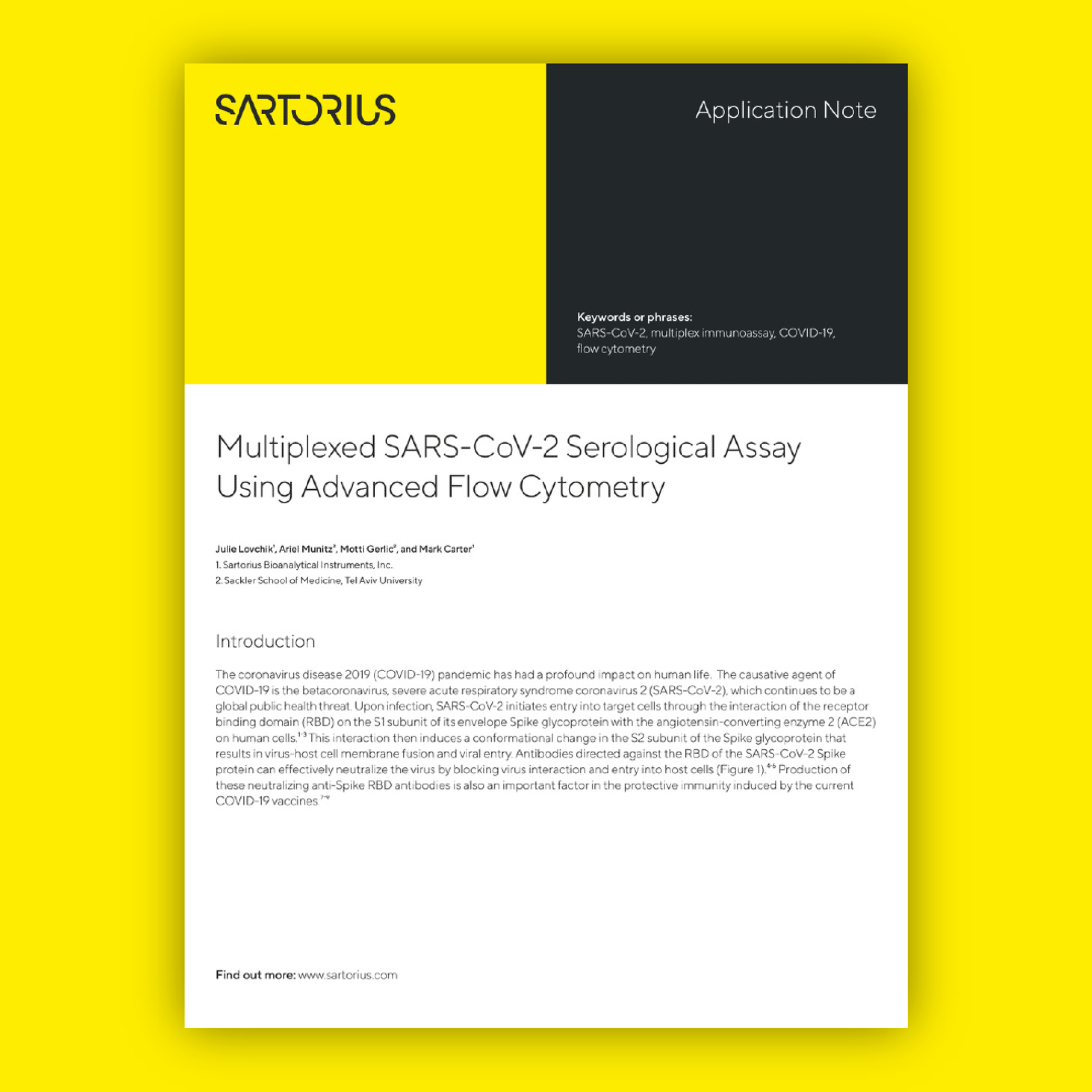Multiplexed SARS-CoV-2 Serological Assay Using Advanced Flow Cytometry | Sartorius