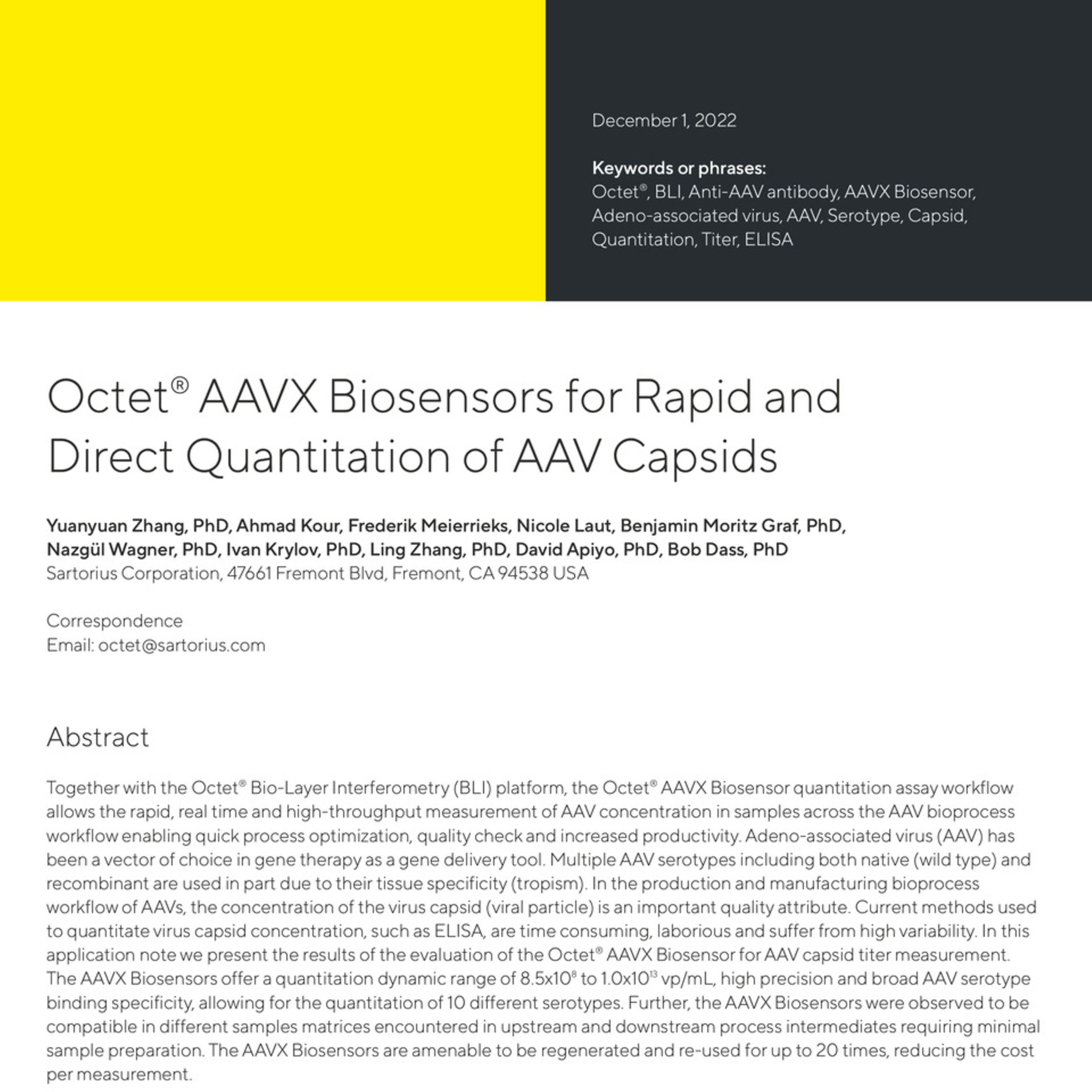 Thank You - Octet® AAVX Biosensors for Rapid and Direct Quantitation of AAV Capsids | Sartorius
