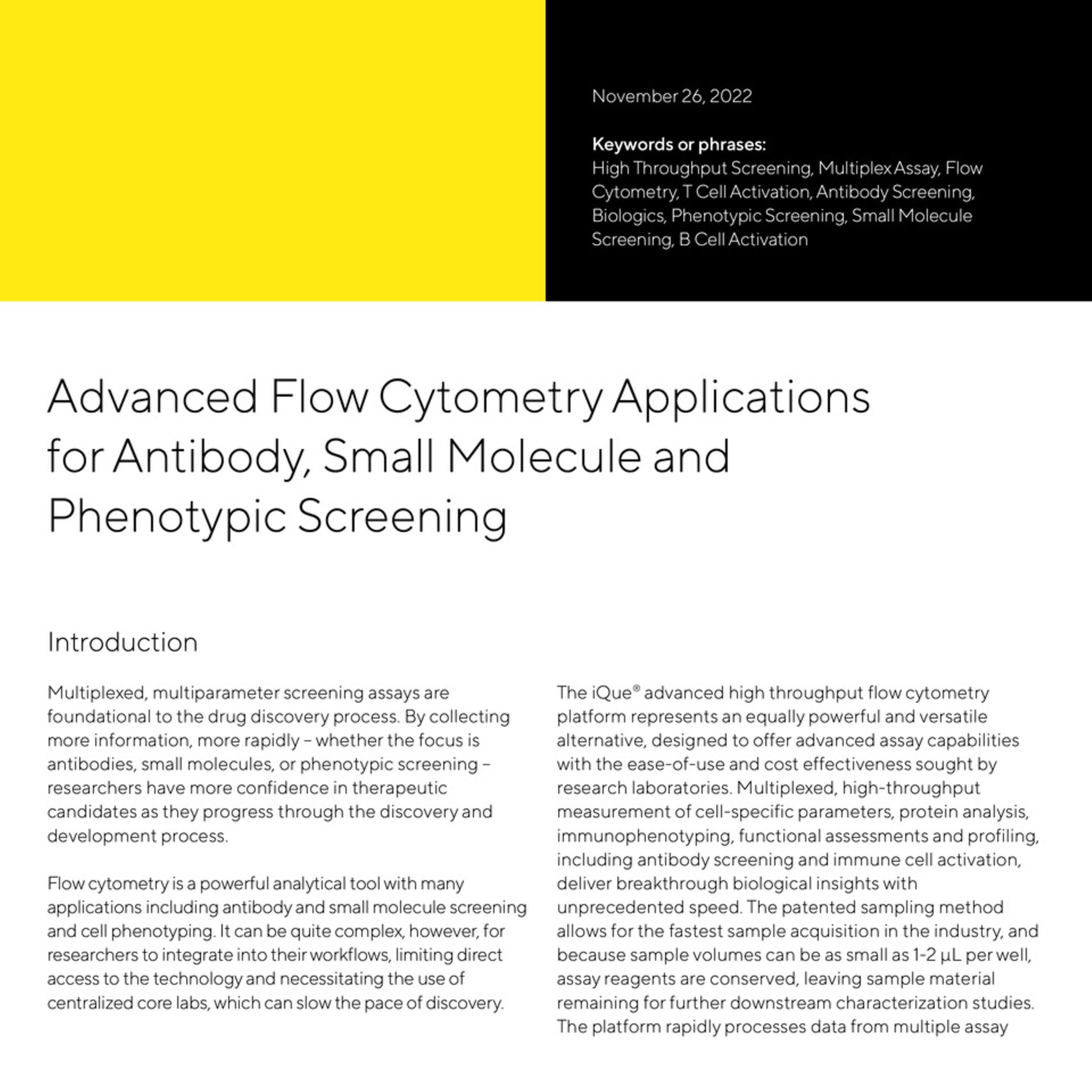 Advanced Flow Cytometry Applications for Antibody, Small Molecule and ...