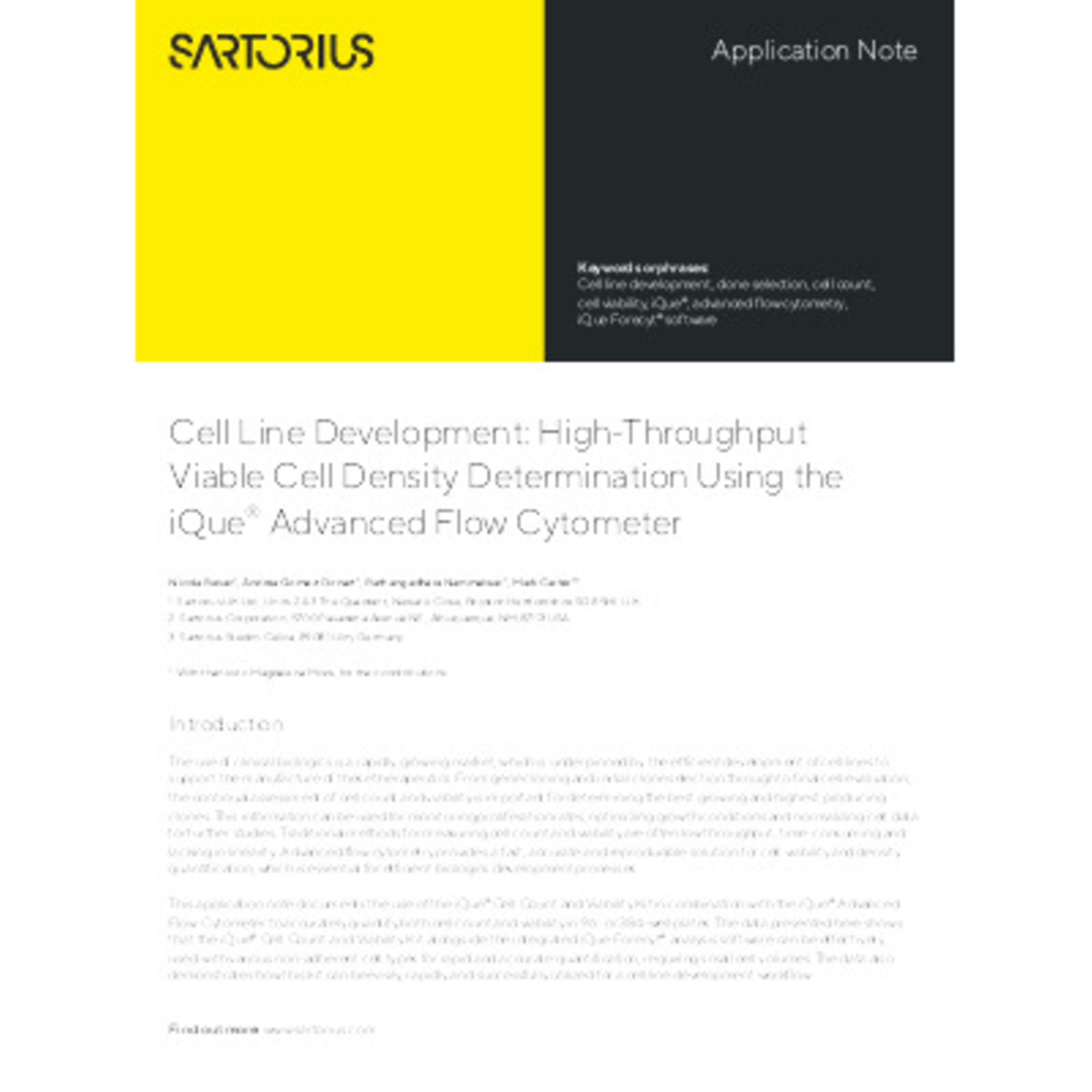 Viable, High-Throughput Cell Density Determination Using the iQue ...