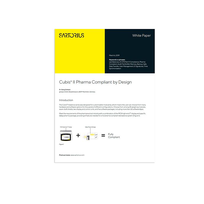 Cubis® II Lab Balance | 21 CFR Part 11 Compliant | Sartorius