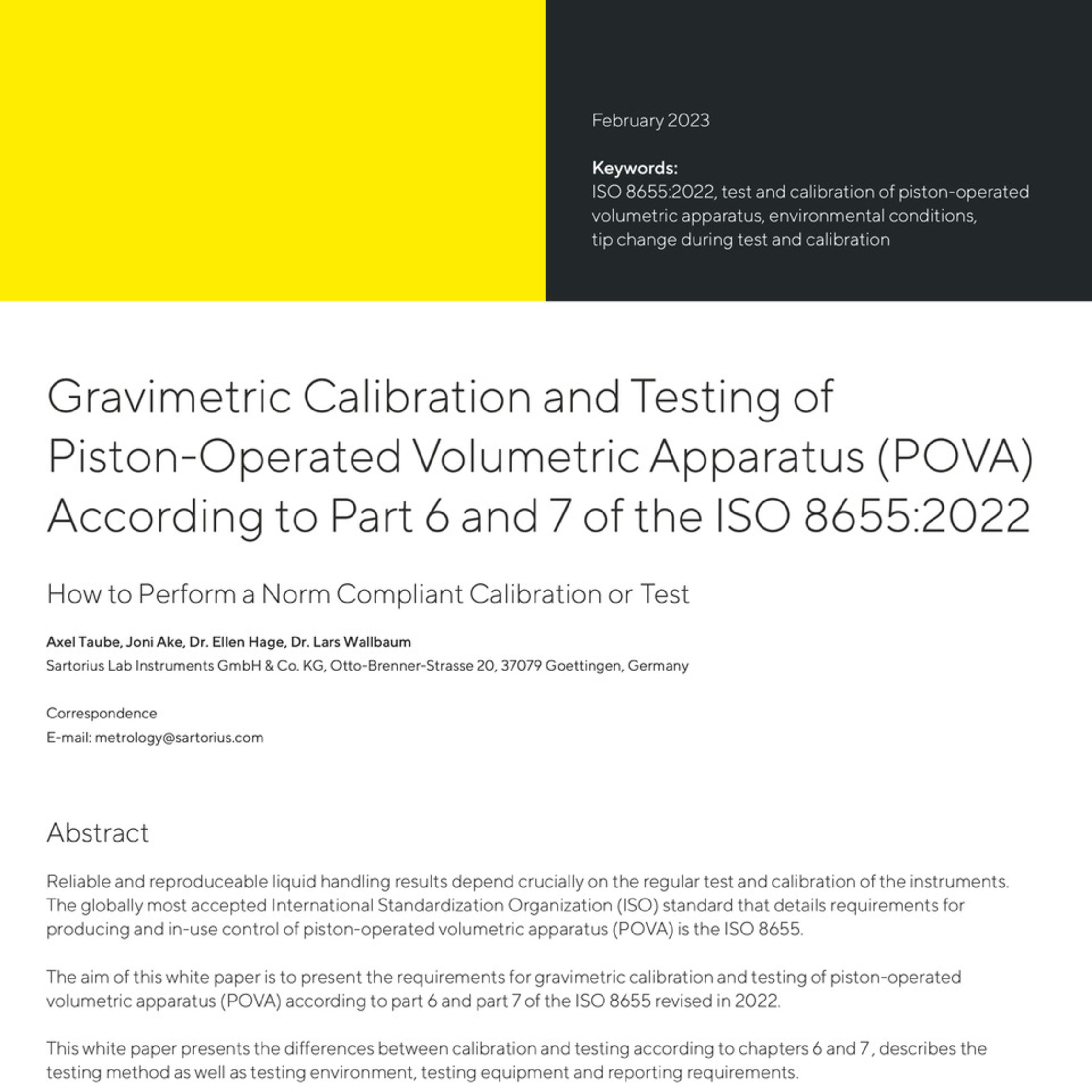 Gravimetric Calibration and Testing of POVA According to Part 6 and 7 ...