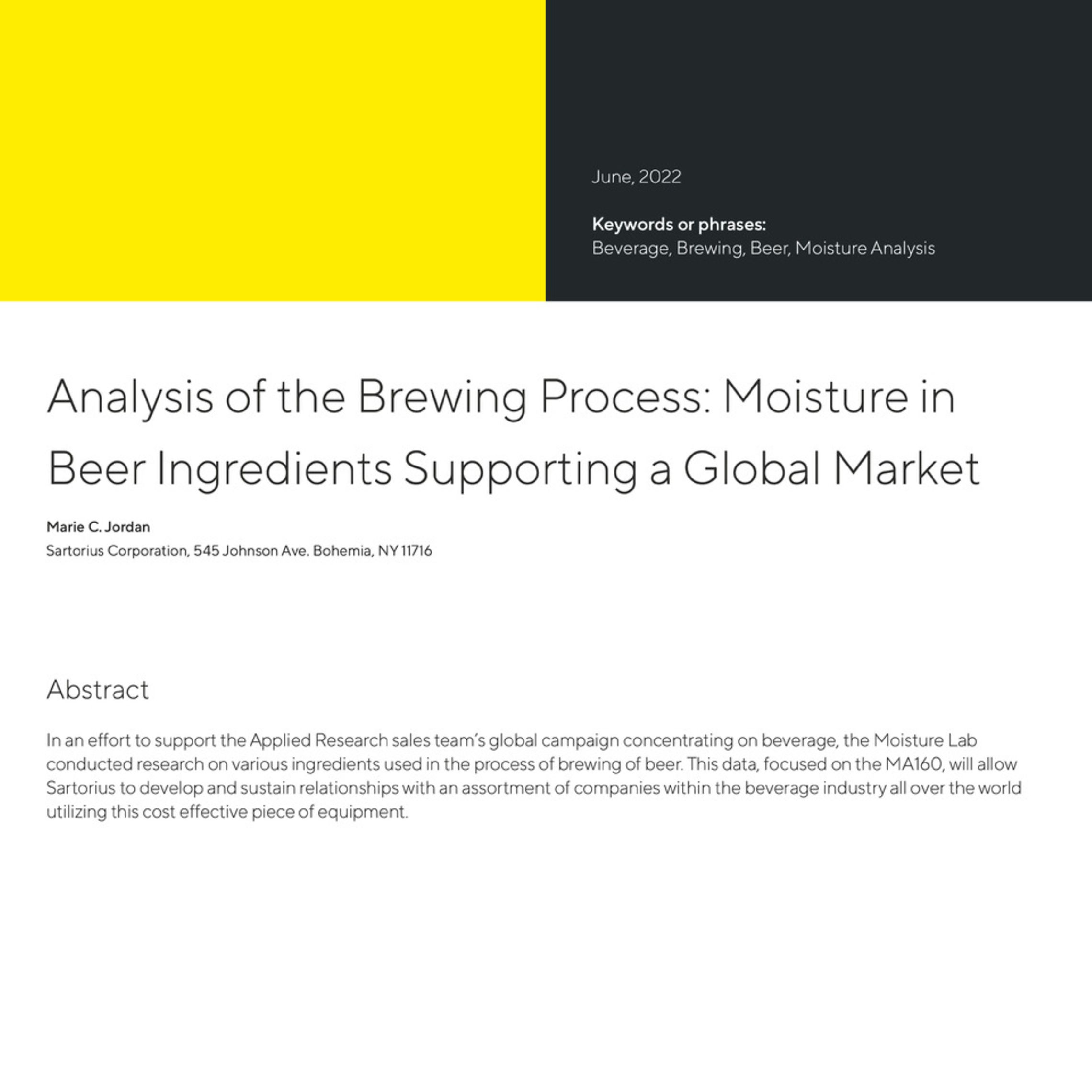 Moisture Analysis in Beer Brewing | Sartorius