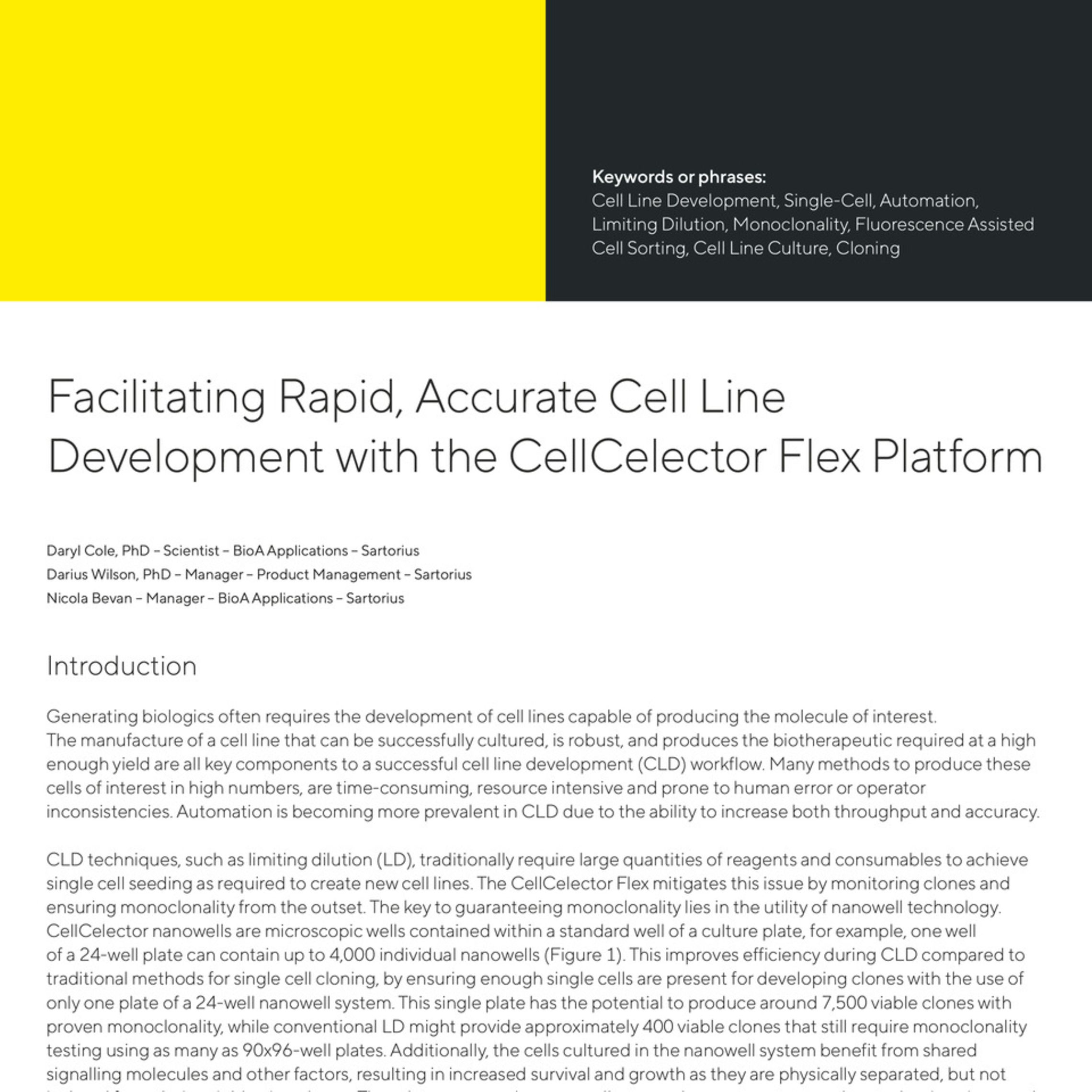 Facilitating Rapid, Accurate Cell Line Development with the ...