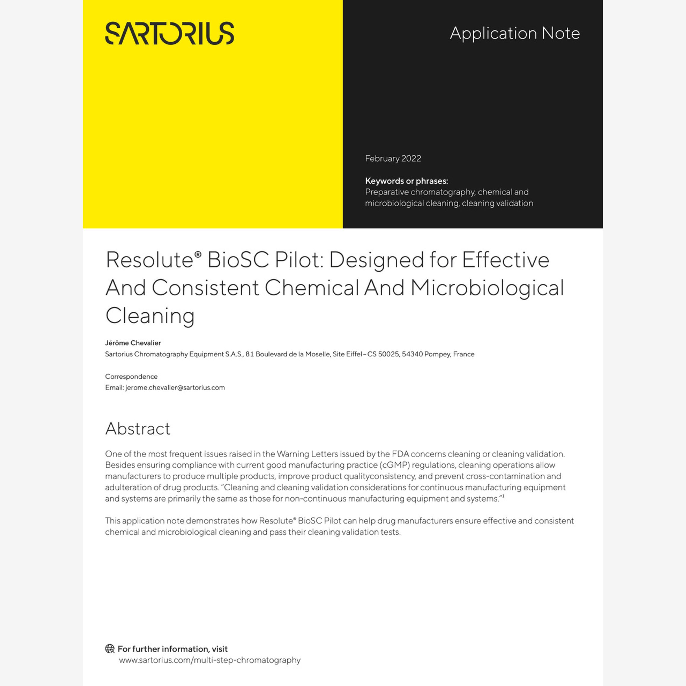 Resolute® BioSC Pilot: Designed for Effective and Consistent Cleaning