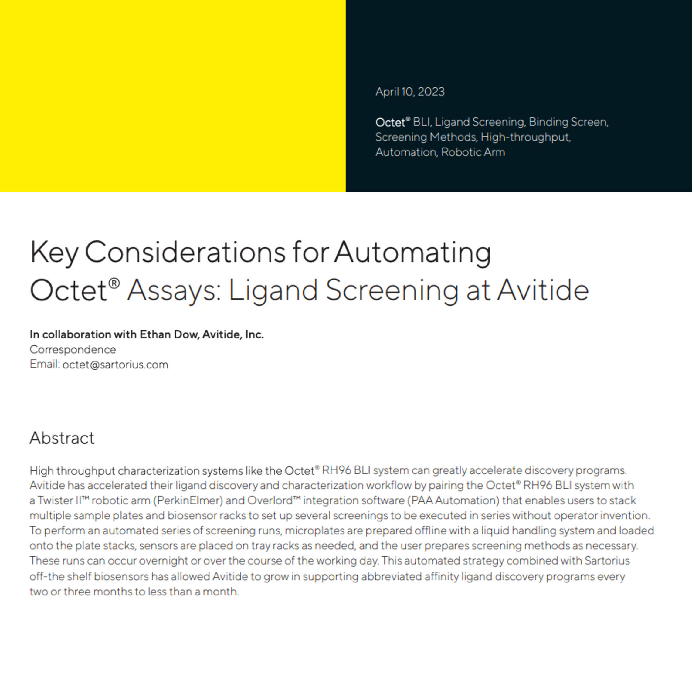 Automating Octet® Assays for Ligand Screening | Sartorius