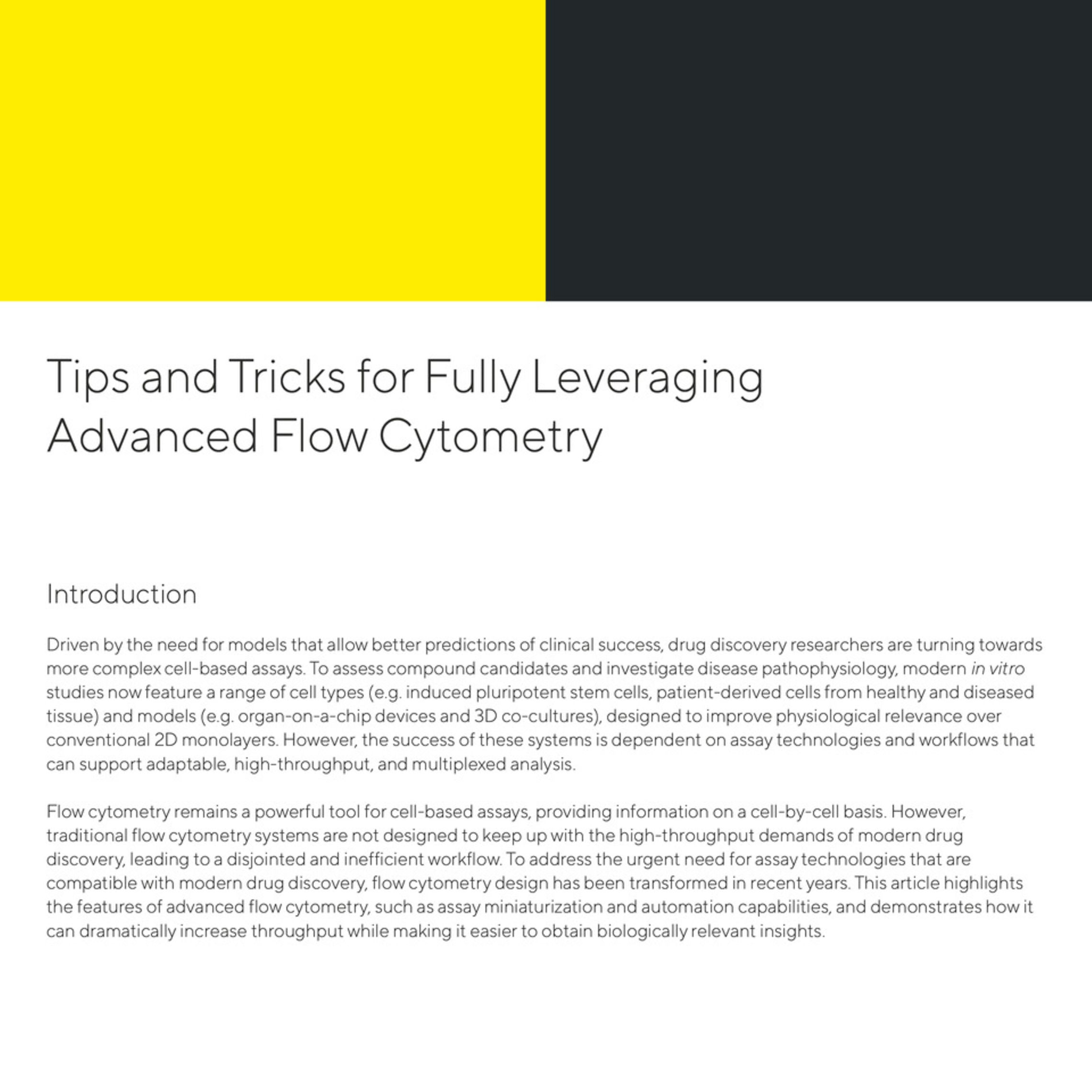 Article: Tips and Tricks for Fully Leveraging Advanced Flow Cytometry
