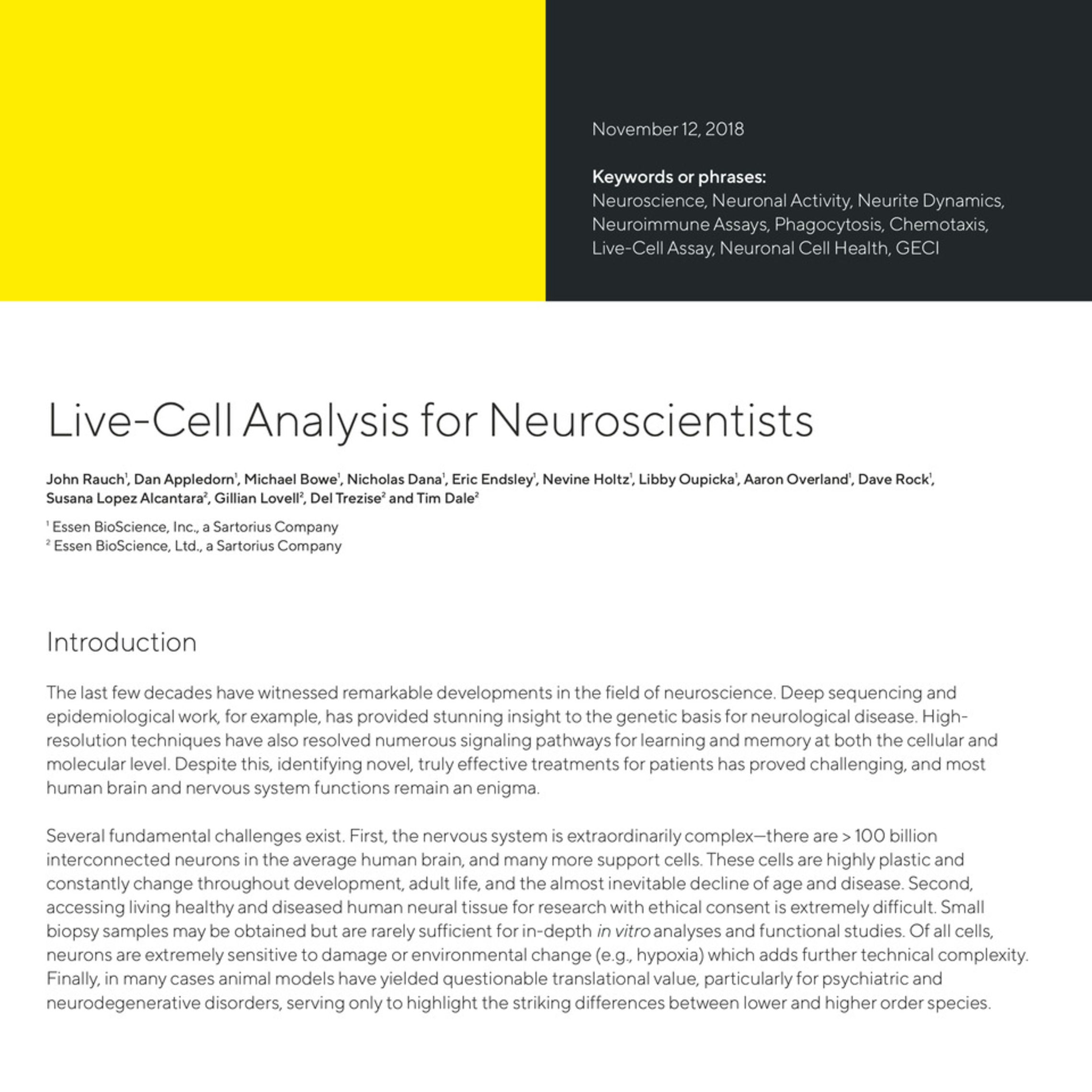 Live-Cell Analysis Neuroscientists White Paper | Sartorius