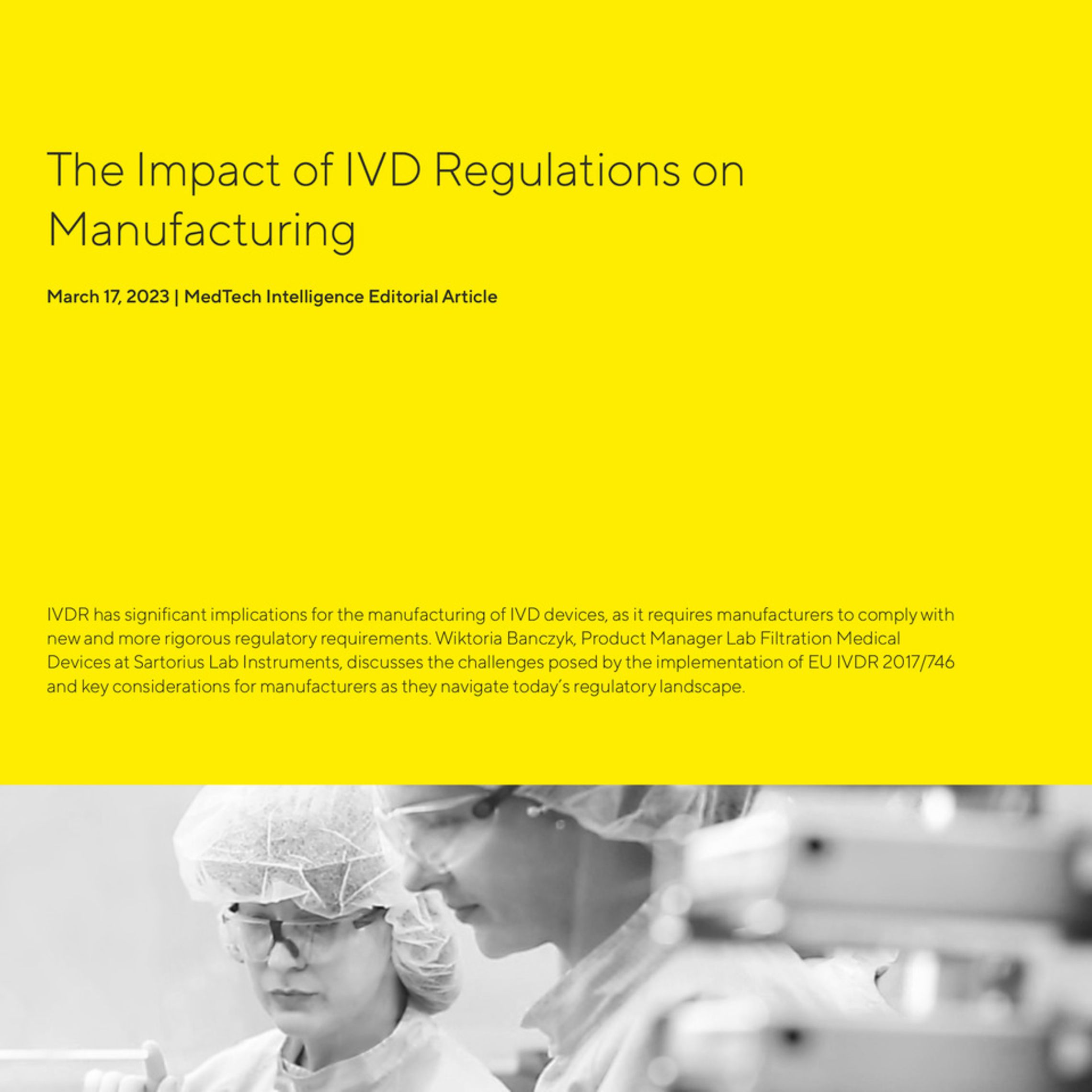 The Impact of IVD Regulations on Manufacturing - Publication | Sartorius