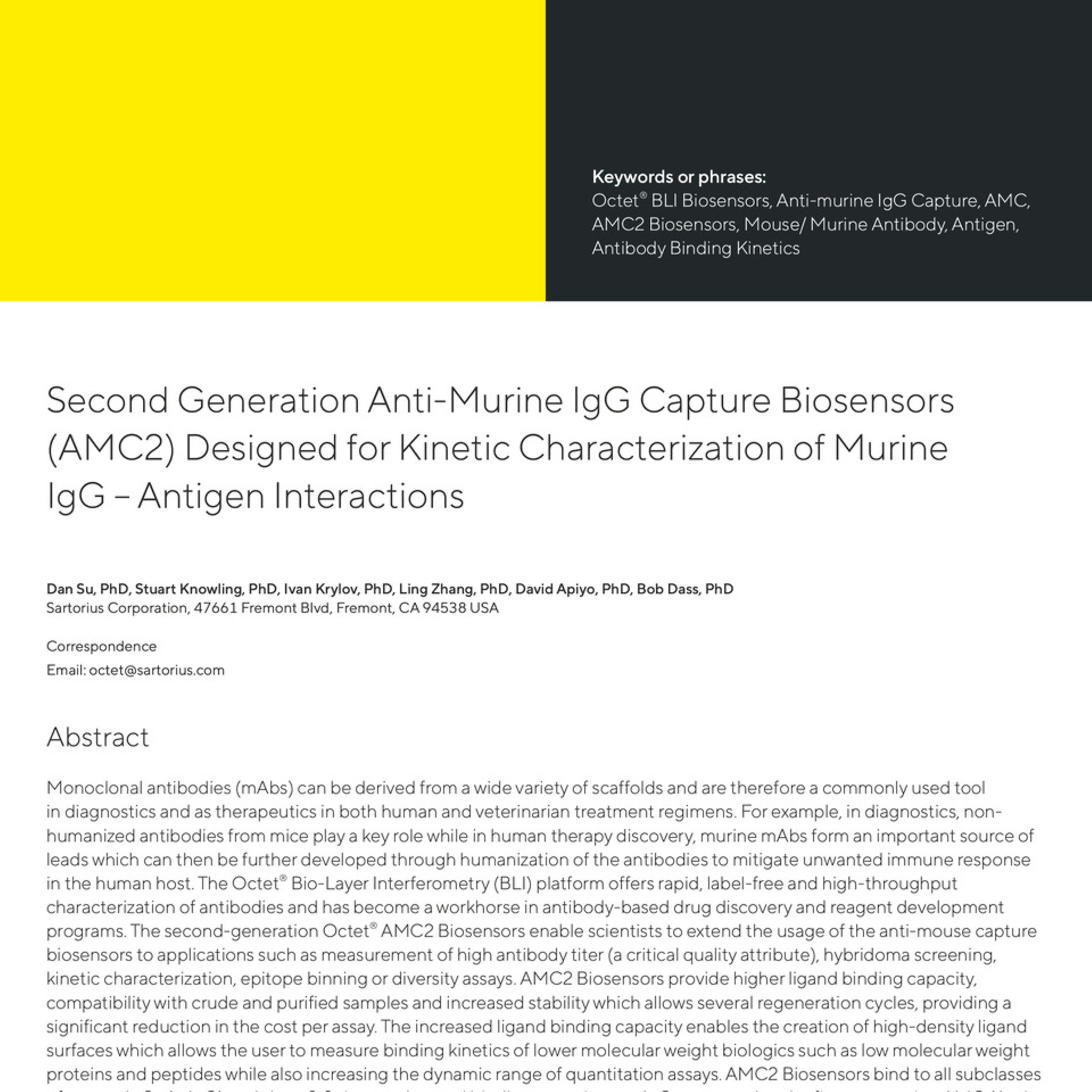 Octet® AMC2 Biosensors Application Note | Sartorius