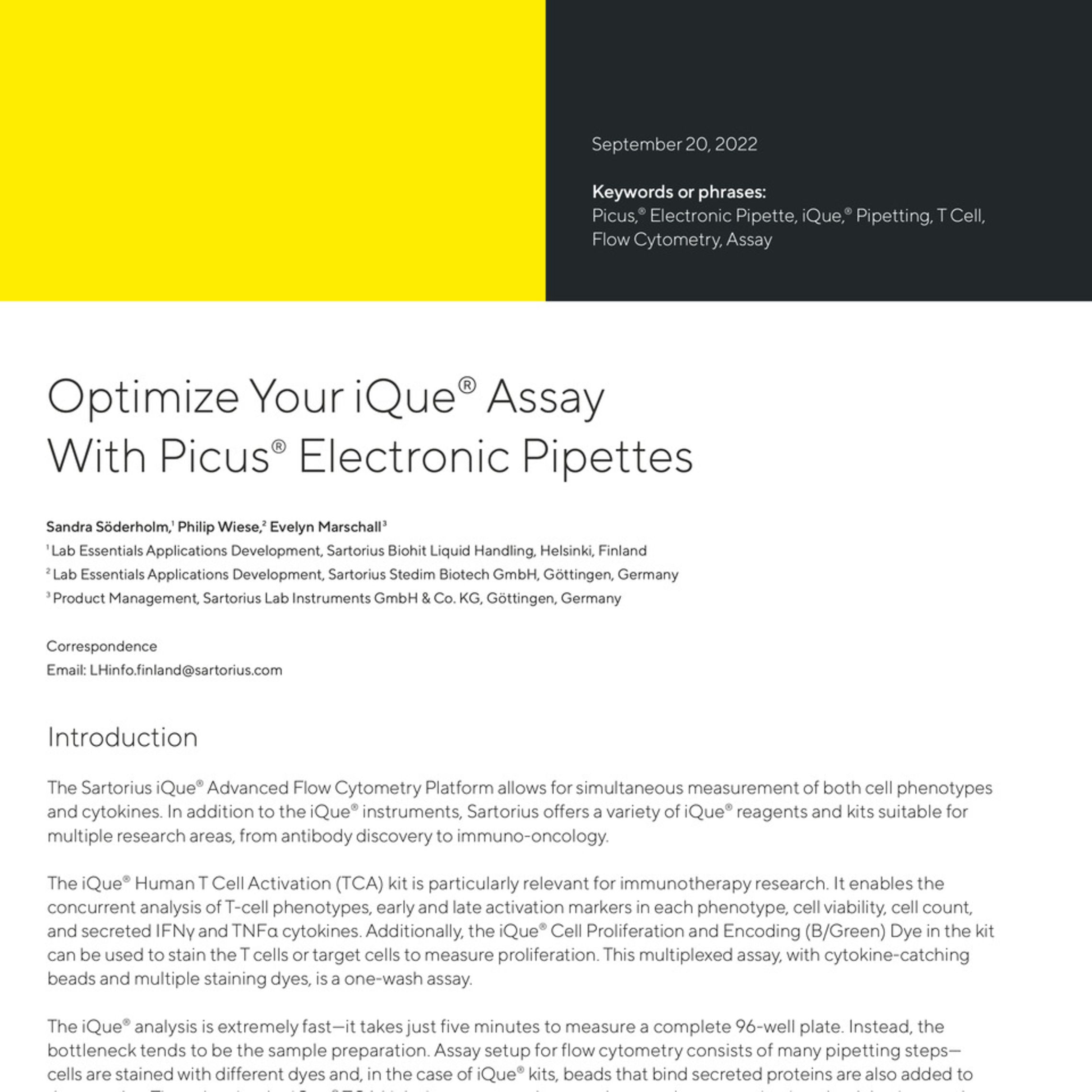 Optimize Your iQue®️ Assay With Picus®️ Electronic Pipettes| Sartorius