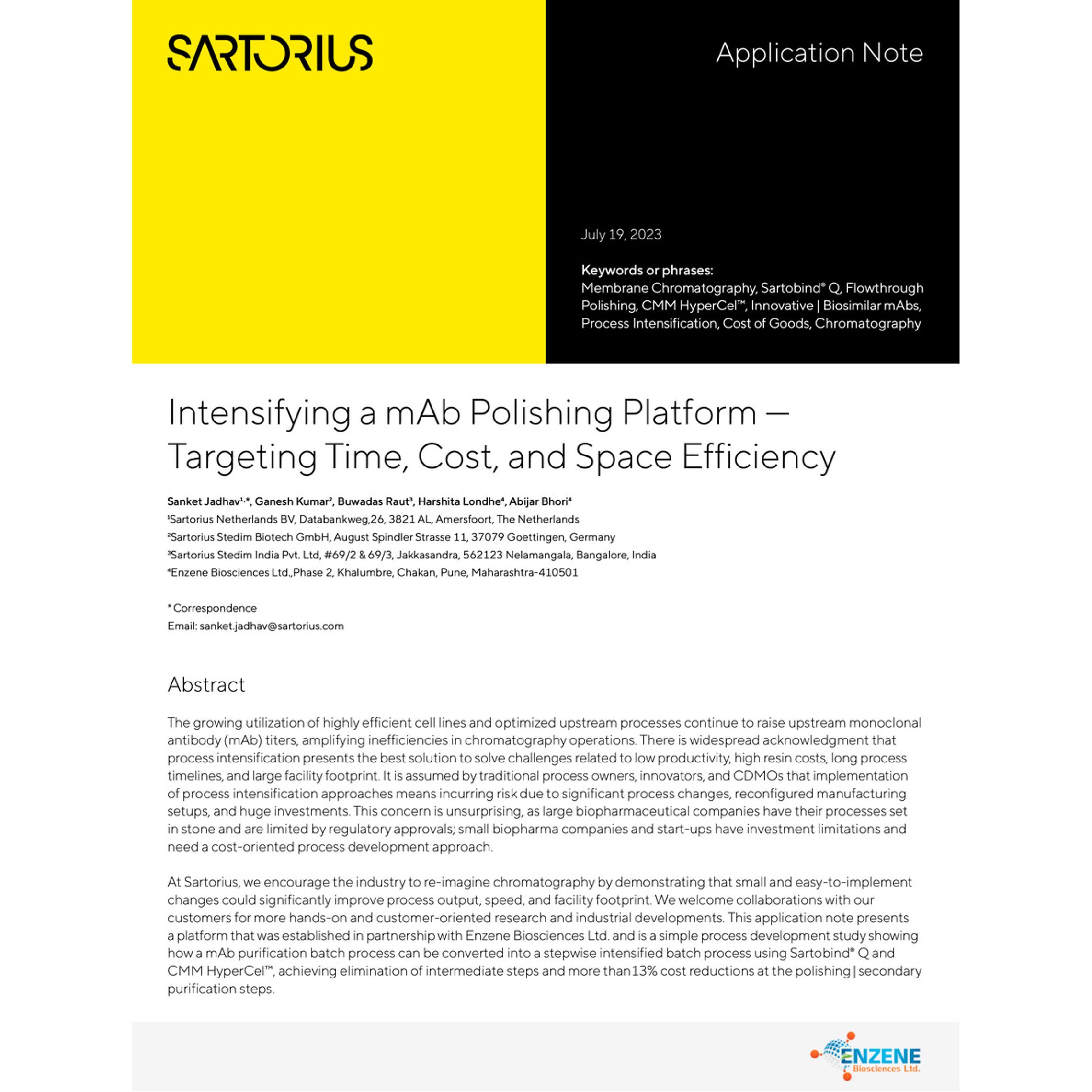 Intensifying a mAb Polishing Platform — Targeting Time, Cost, and Space ...