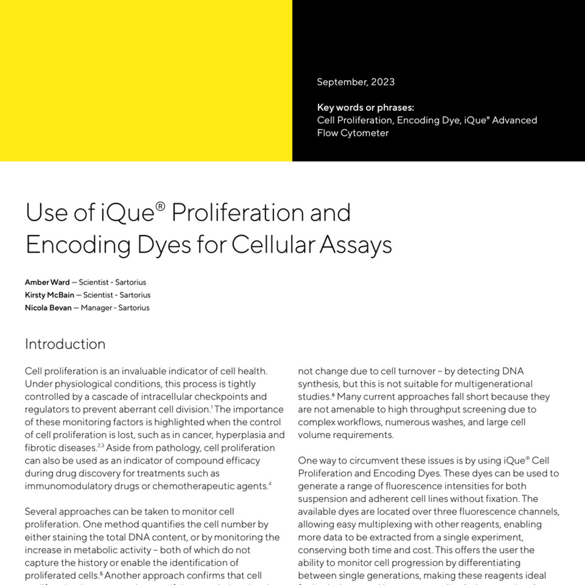 Use of iQue® Proliferation and Encoding Dyes for Cellular Assays ...