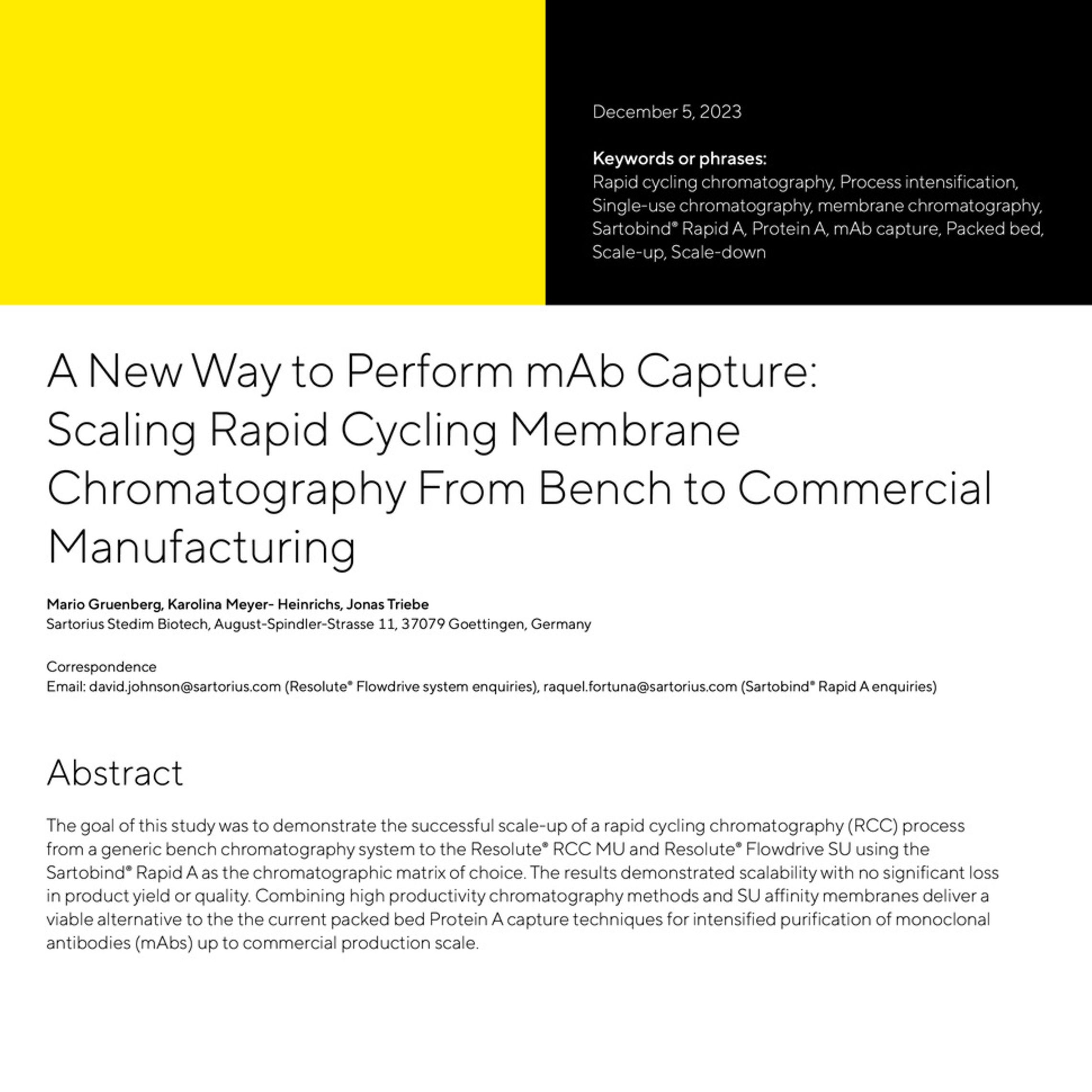 A New Way to Perform mAb Capture: Scaling Rapid Cycling Membrane ...