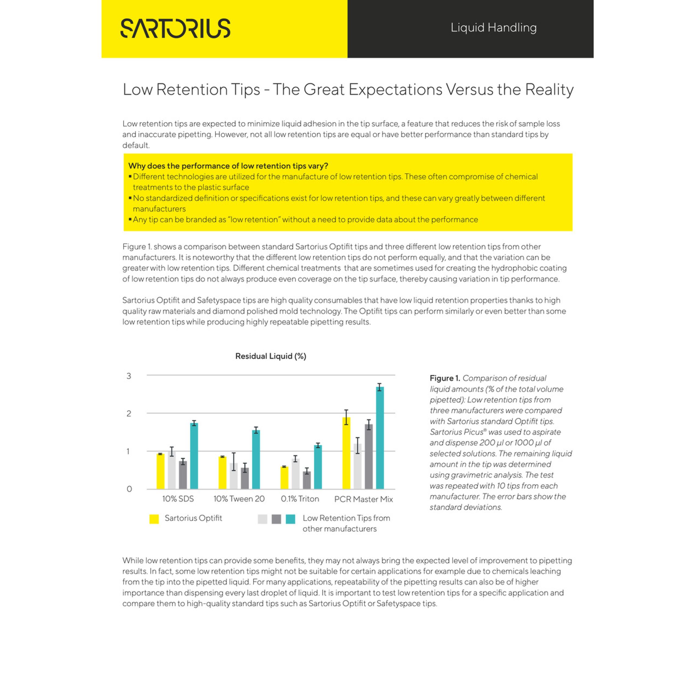 Low Retention Tips - The Great Expectations Versus the Reality Brochure | Sartorius