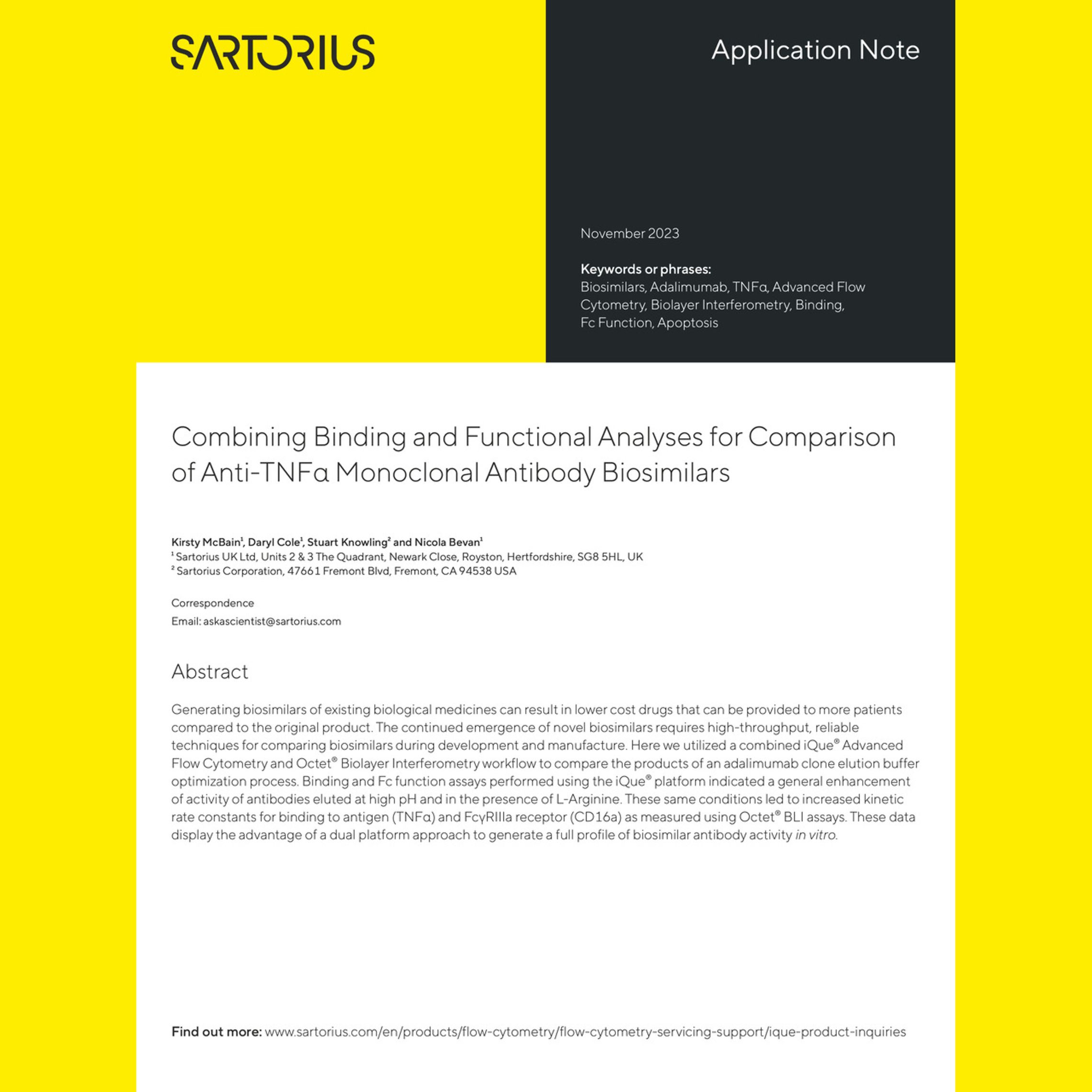 Combining Binding and Functional Analyses for Comparison of Anti-TNFα ...