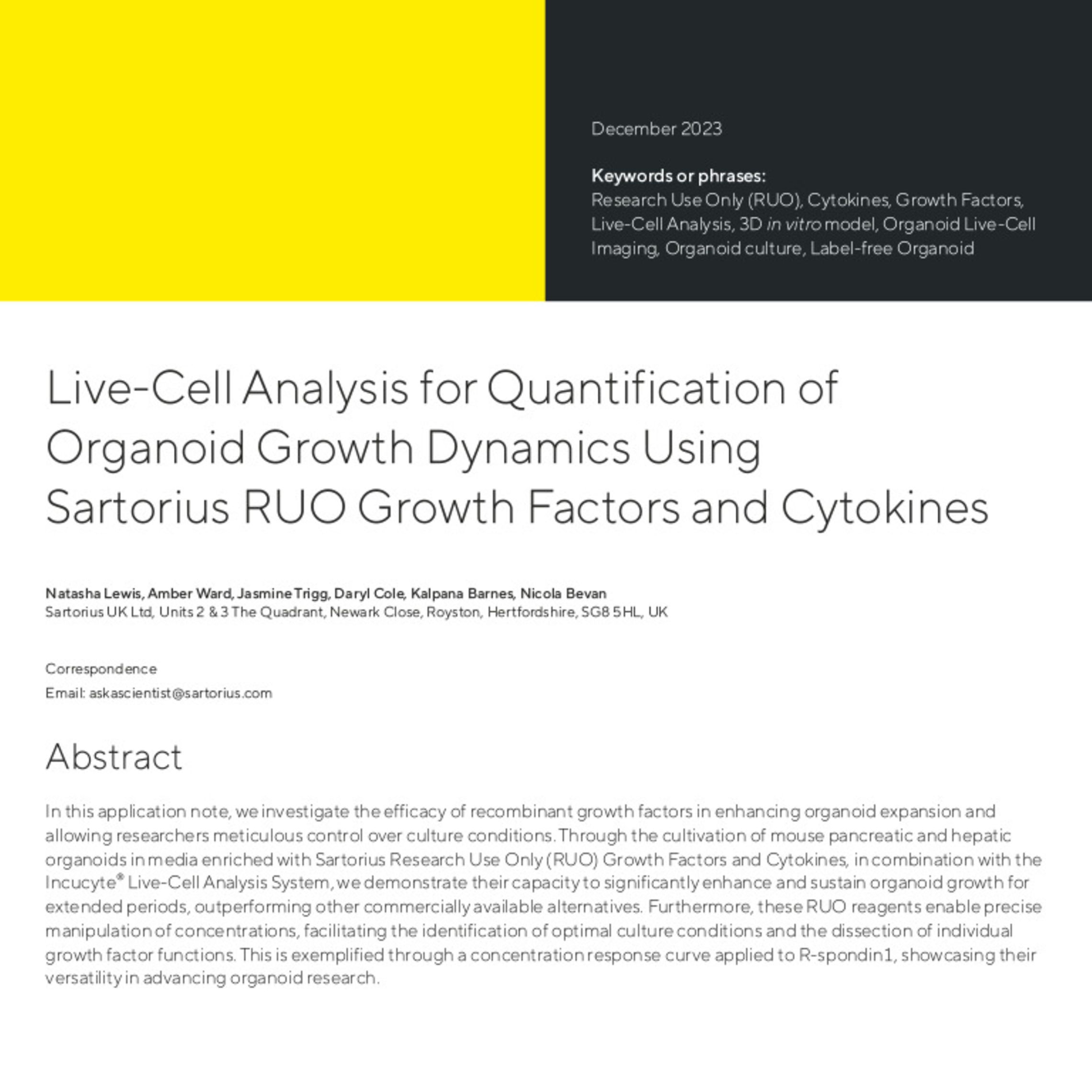 Live-Cell Analysis for Quantification of Organoid Growth Dynamics Using ...