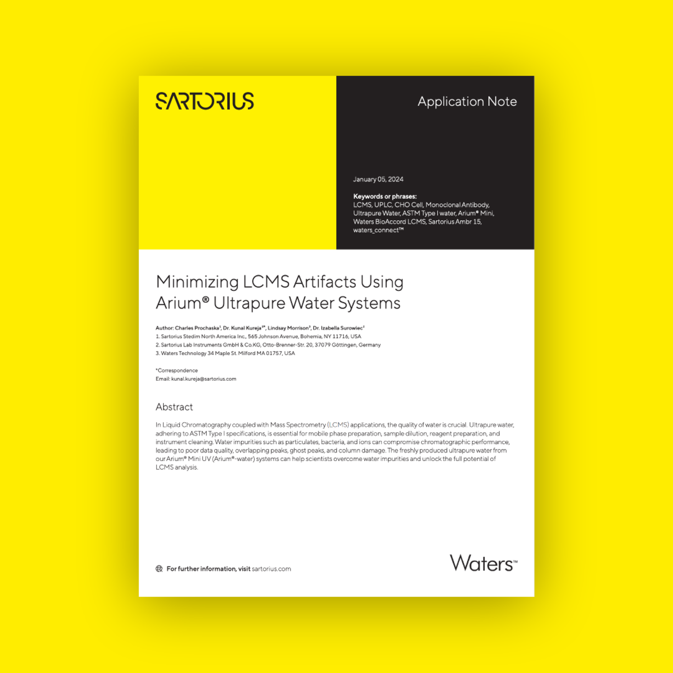 Minimizing LCMS Artifacts Using Arium® Ultrapure Water Systems | Sartorius