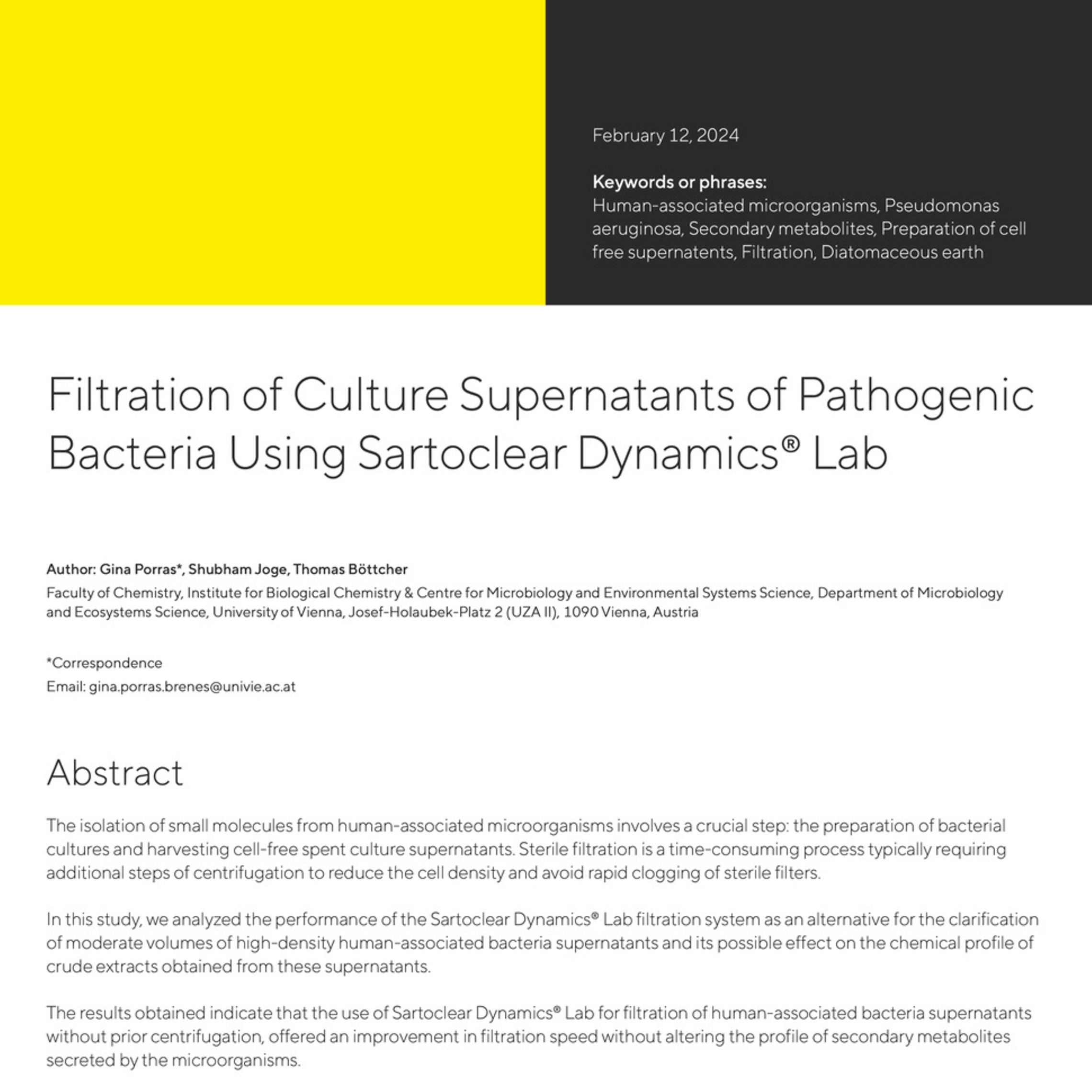 Filtration of Culture Supernatants of Pathogenic Bacteria Using Sartoclear Dynamics® Lab App ...