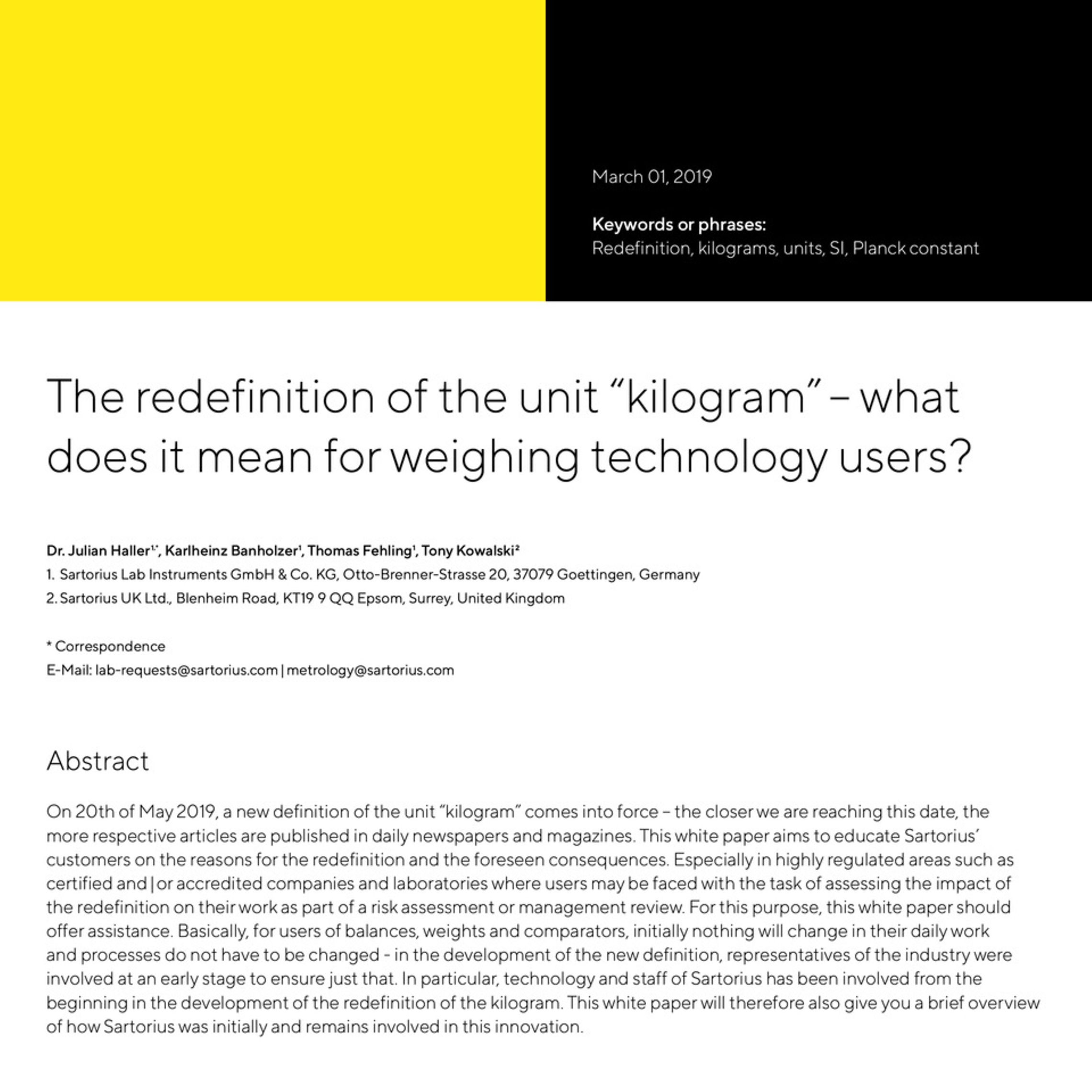 The Redefinition of the Unit “Kilogram” | Sartorius