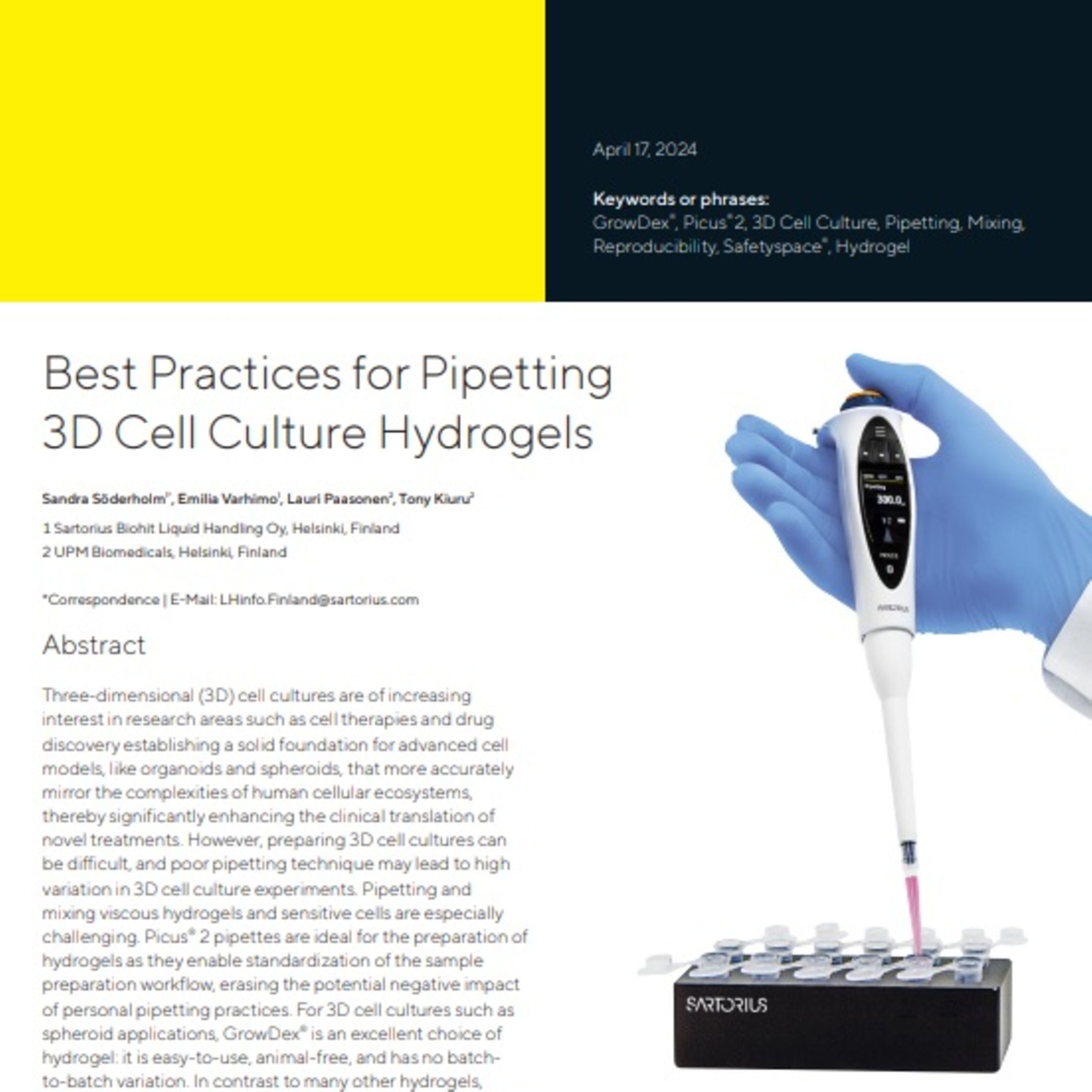 Best Practices for Pipetting 3D Cell Culture Hydrogels - Thank You