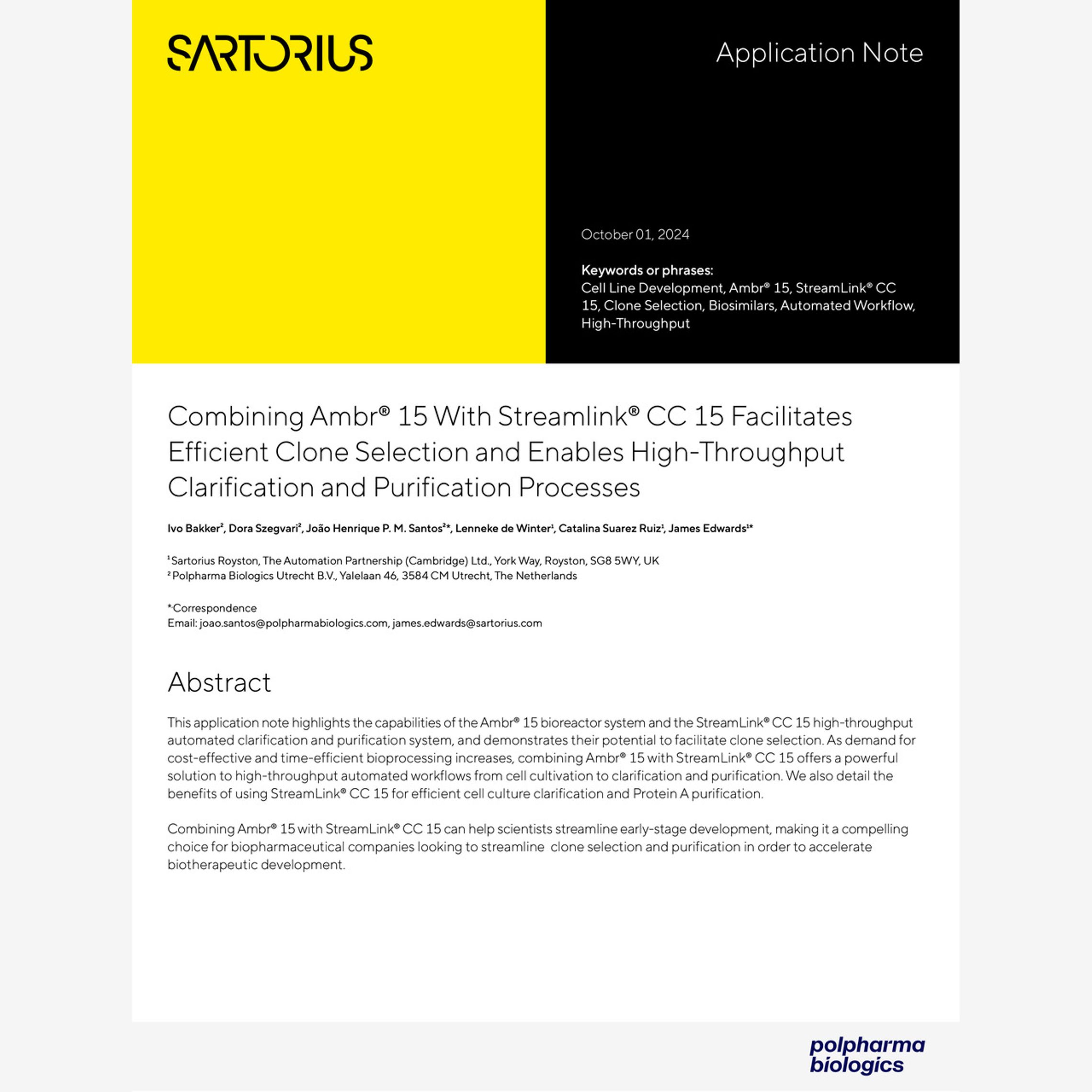 Combining Ambr® 15 with StreamLink®: Enhancing Bioprocessing Efficiency