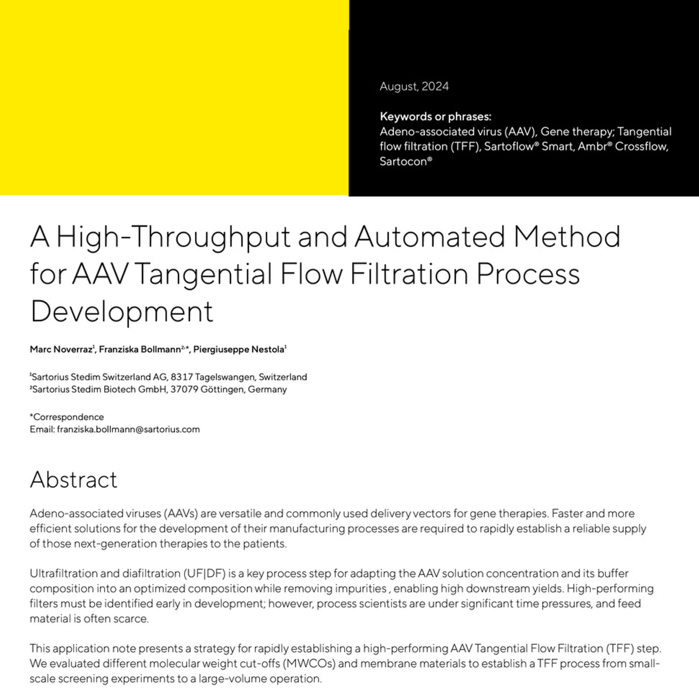 A High-Throughput and Automated Method for AAV Tangential Flow ...