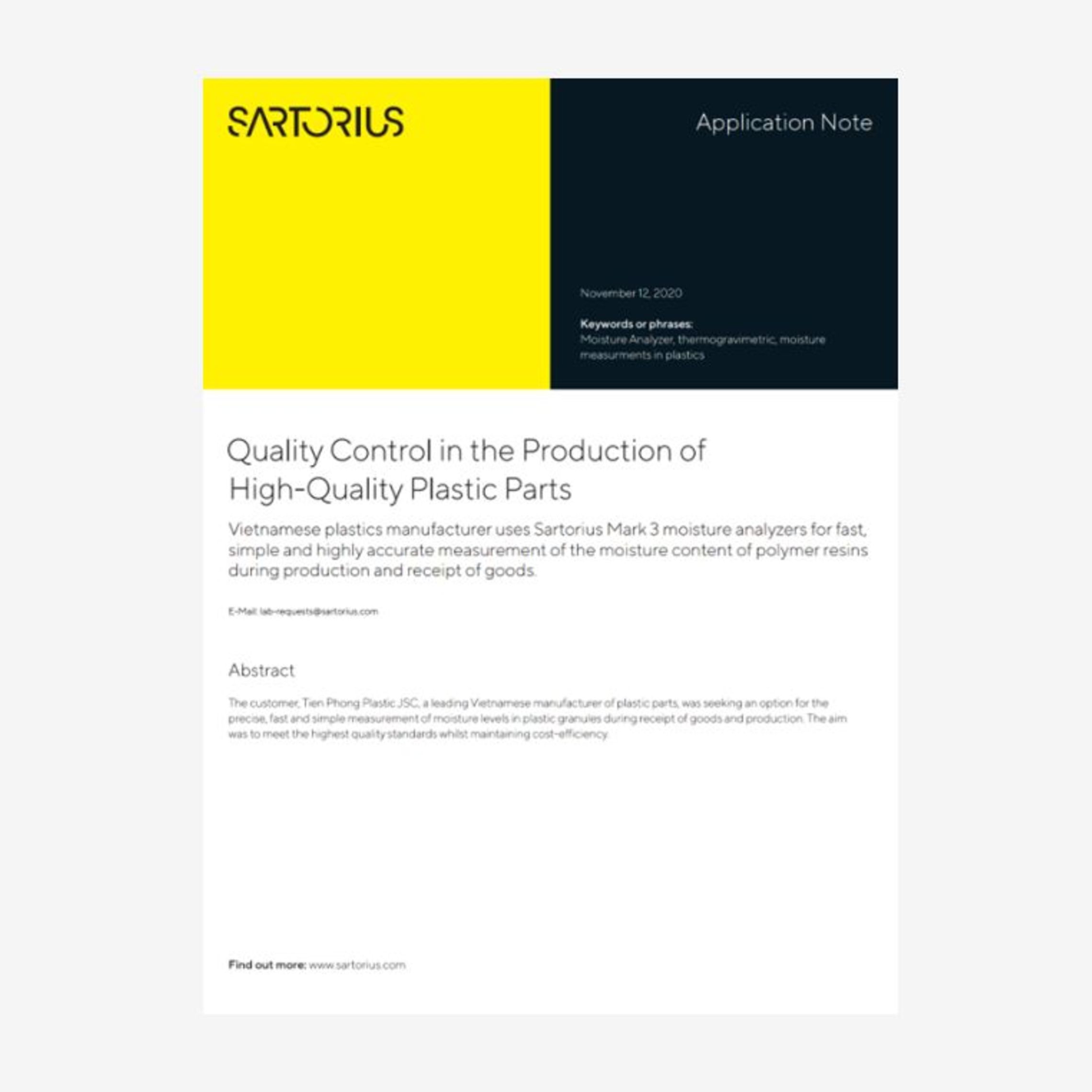 Quality Control in the Production of High-Quality Plastic Parts | Sartorius