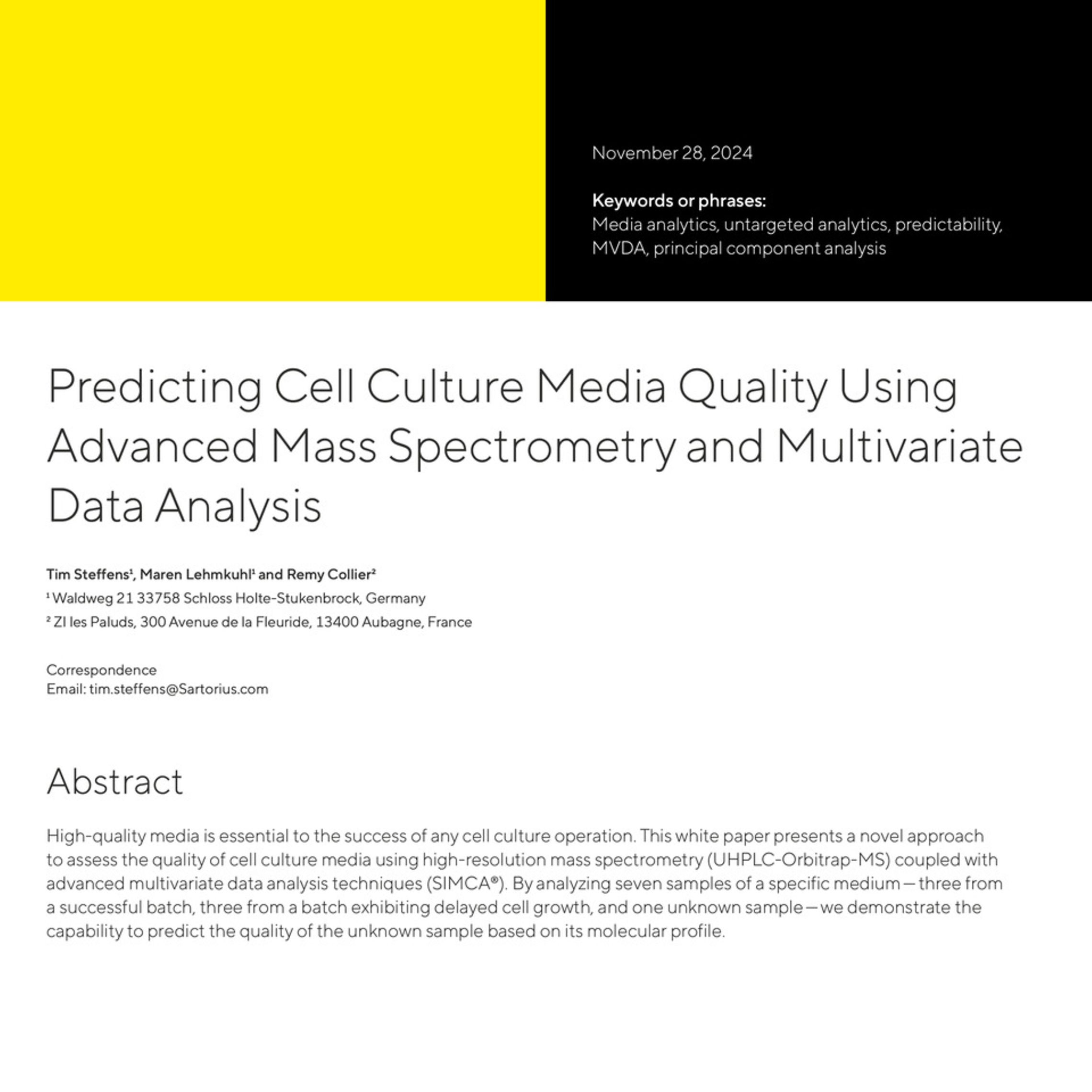 Robust and Predictive Cell Culture Media Analytics