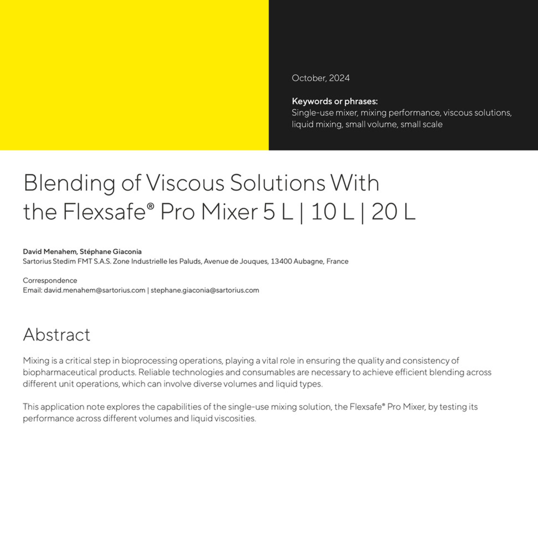 Blending of Viscous Solutions With the Flexsafe® Pro Mixer 5 L | 10 L ...
