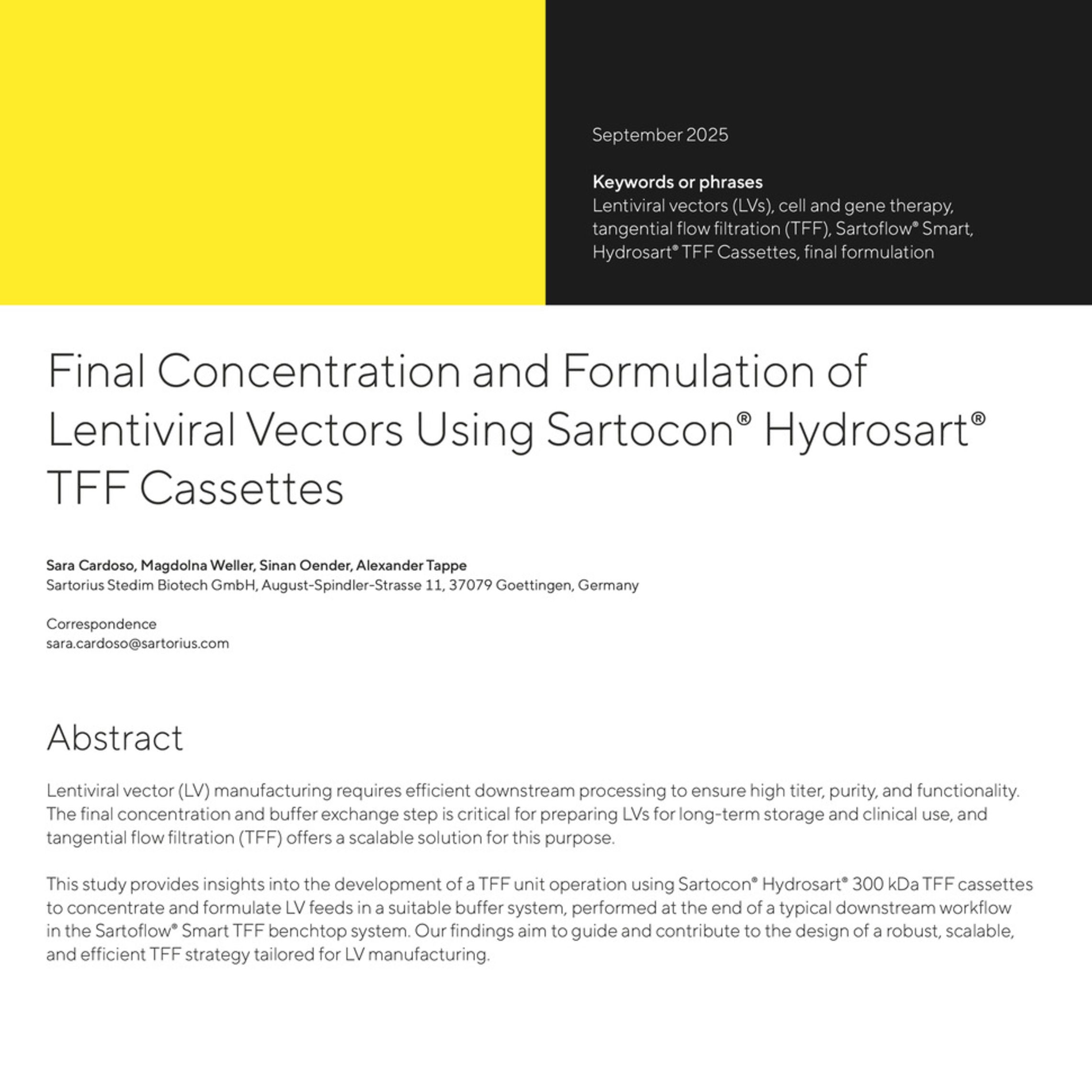 Final Concentration and Formulation of Lentiviral Vectors Using ...