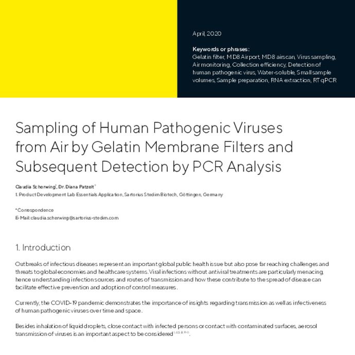 Application Note: Sampling of Human Pathogenic Viruses