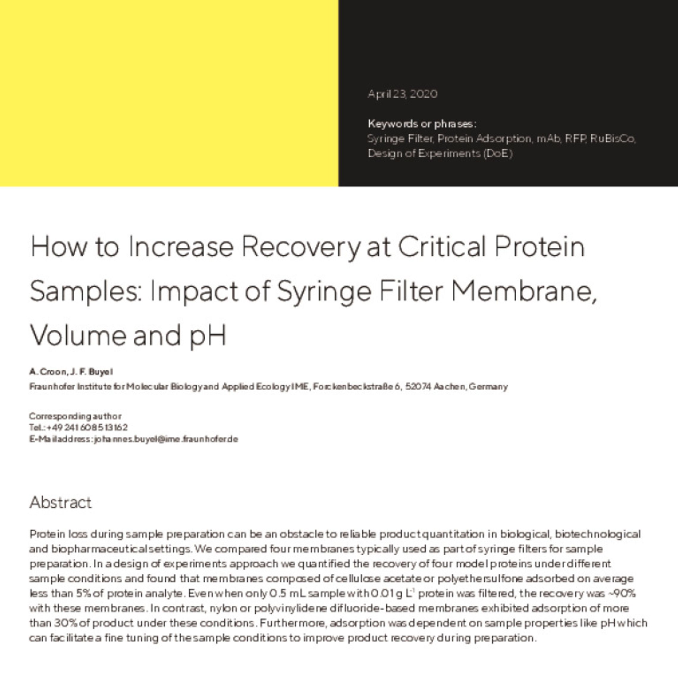 How to Increase Recovery at Critical Protein Samples: Impact of Syringe ...