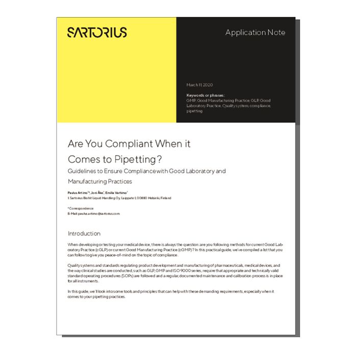 Application Note: Are You GLP/GMP Compliant When it Comes to Pipetting
