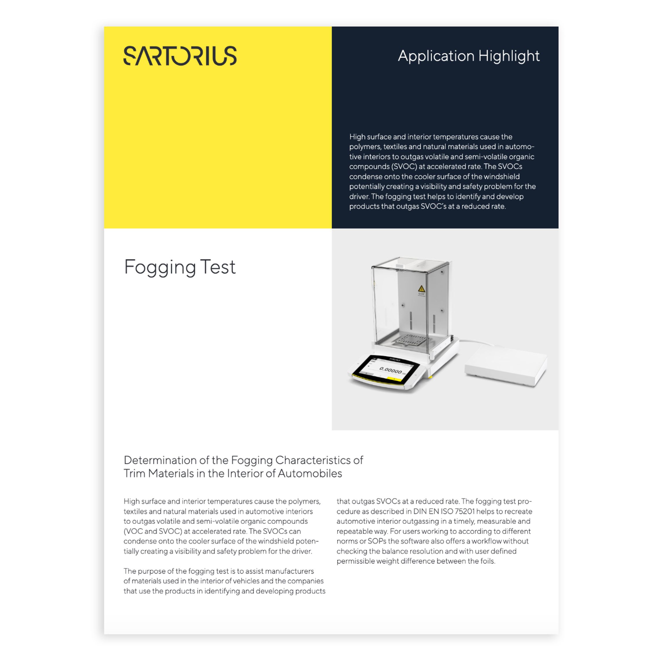 Fogging Test with Cubis®️ II | Sartorius