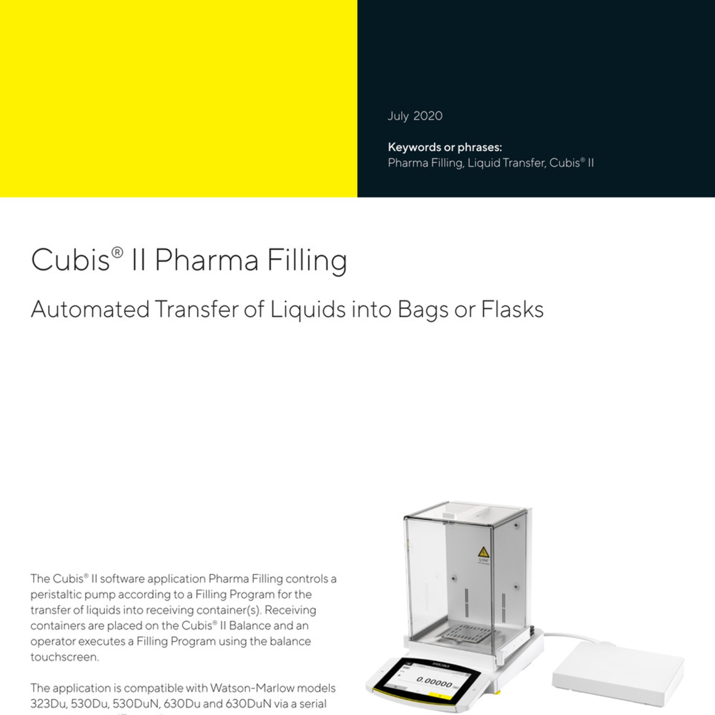 Cubis®️ II Pharma Filling: Automated Transfer of Liquids into Bags or ...