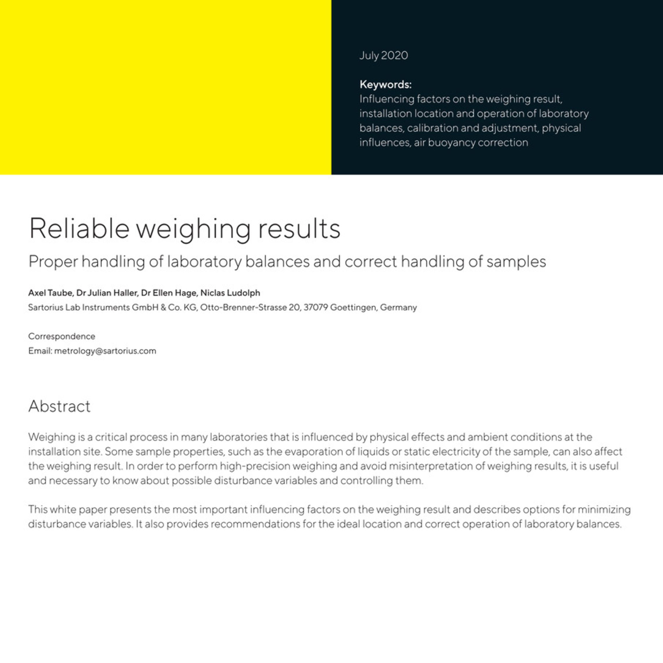 Reliable Weighing Results - Proper Handling of Laboratory Balances and ...